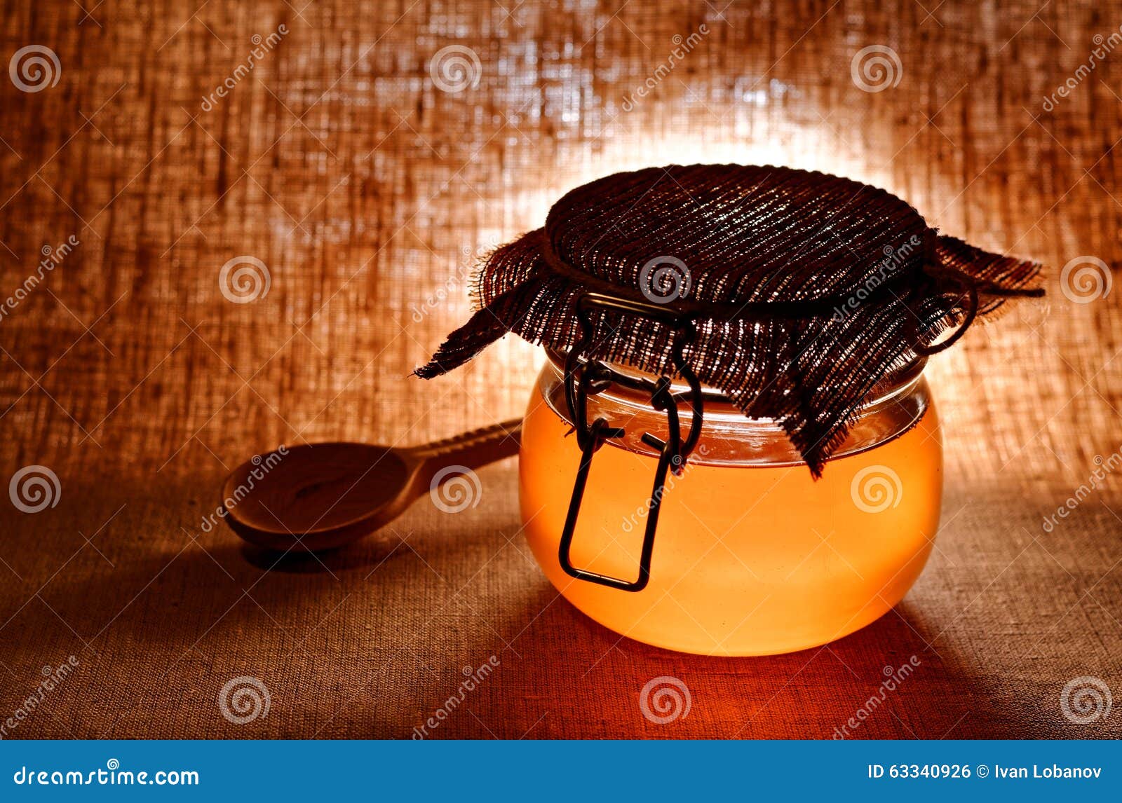 Glas Honig stockfoto. Bild von gesund, nahrung, essen - 63340926