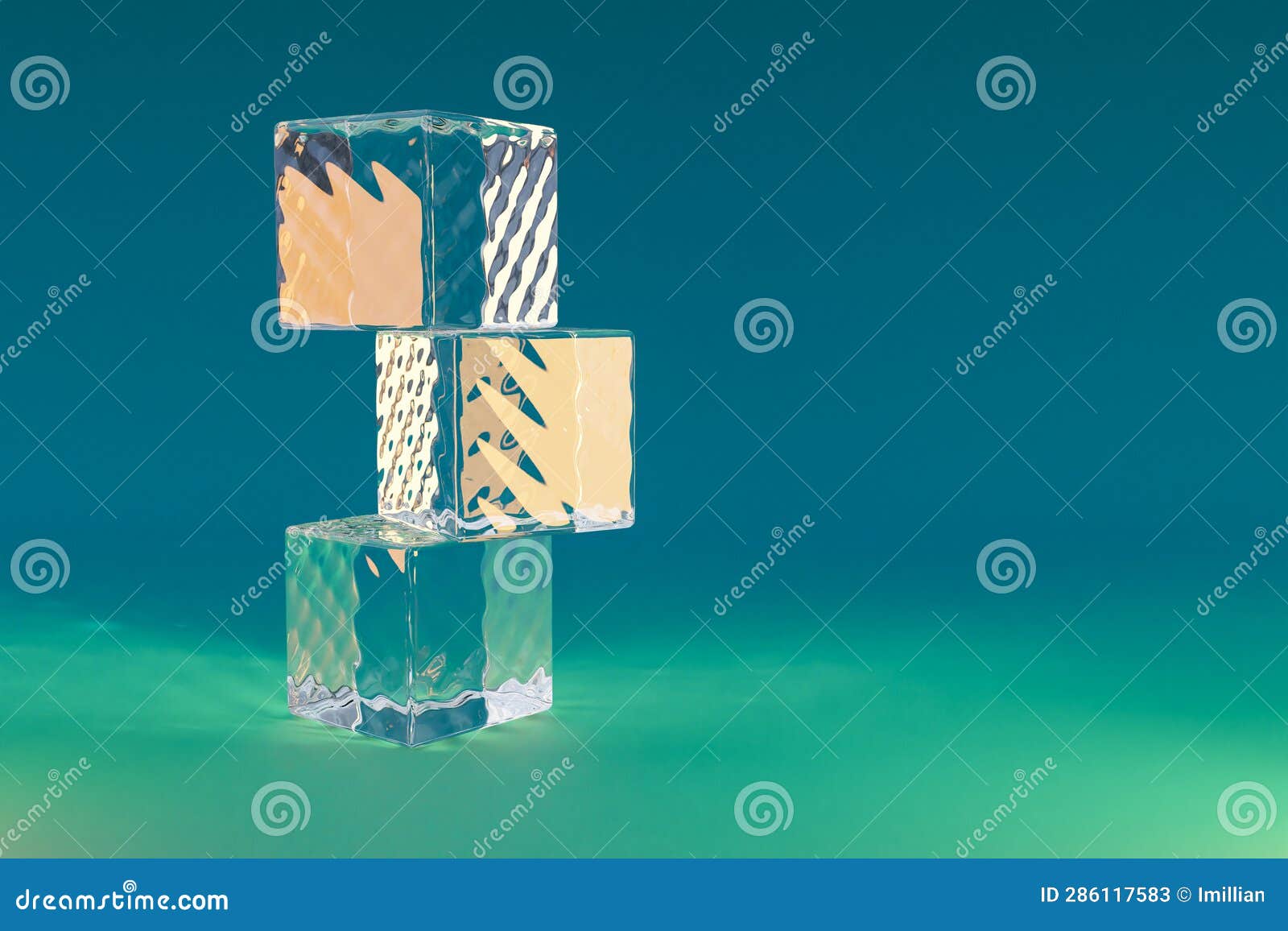 Glas Stack Of Three Cubes On Infinite Background Pedestal For Beauty ...