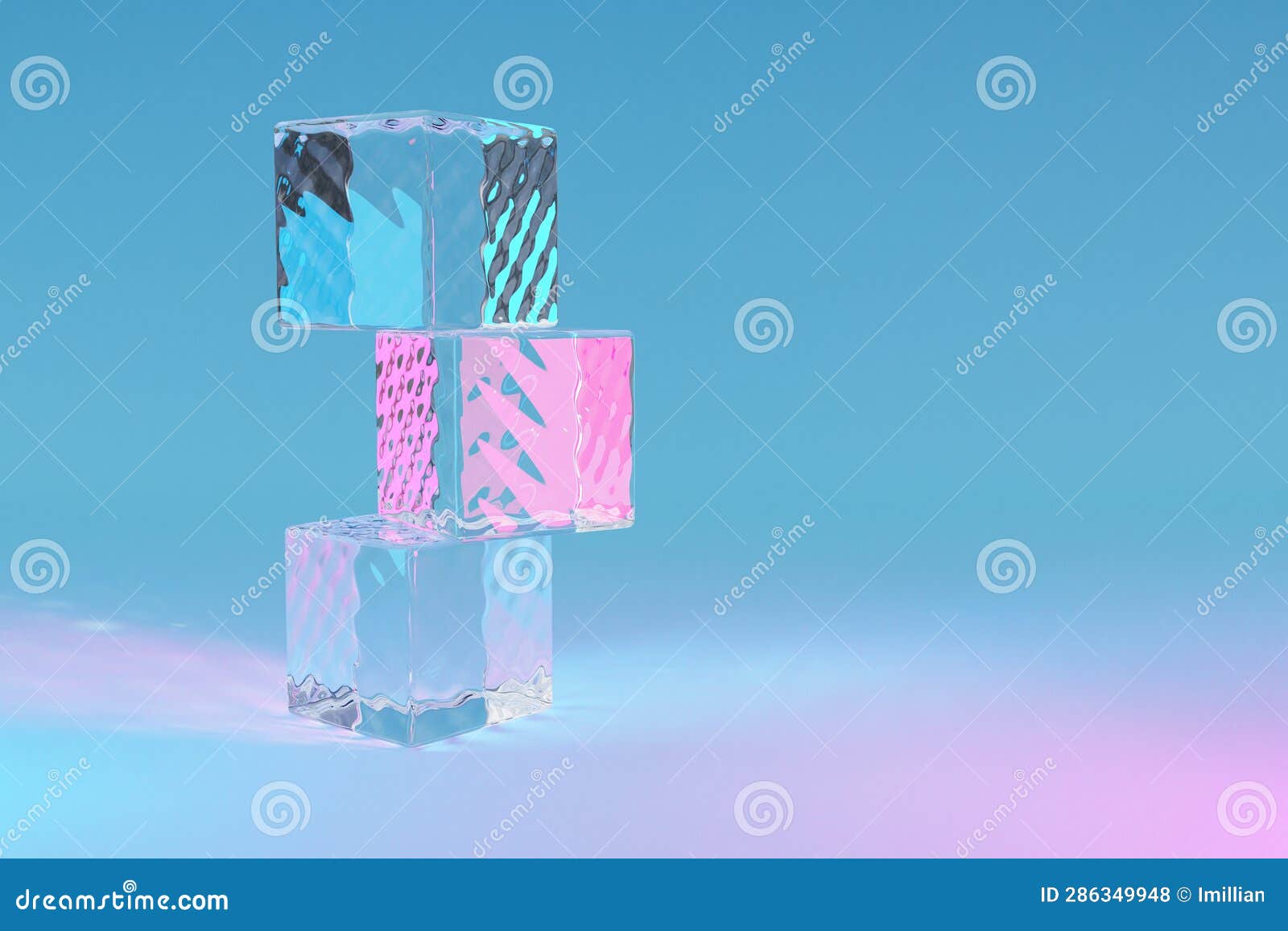 Glas Stack Of Three Cubes On Infinite Background Pedestal For Beauty ...