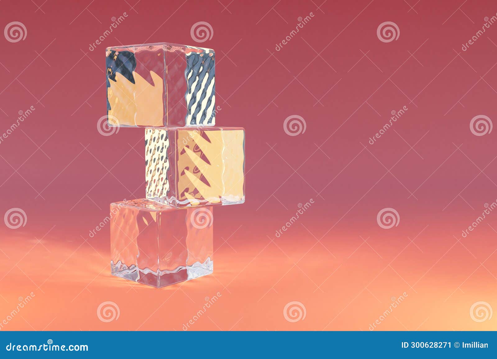 Glas Stack Of Three Cubes On Infinite Background Pedestal For Beauty ...