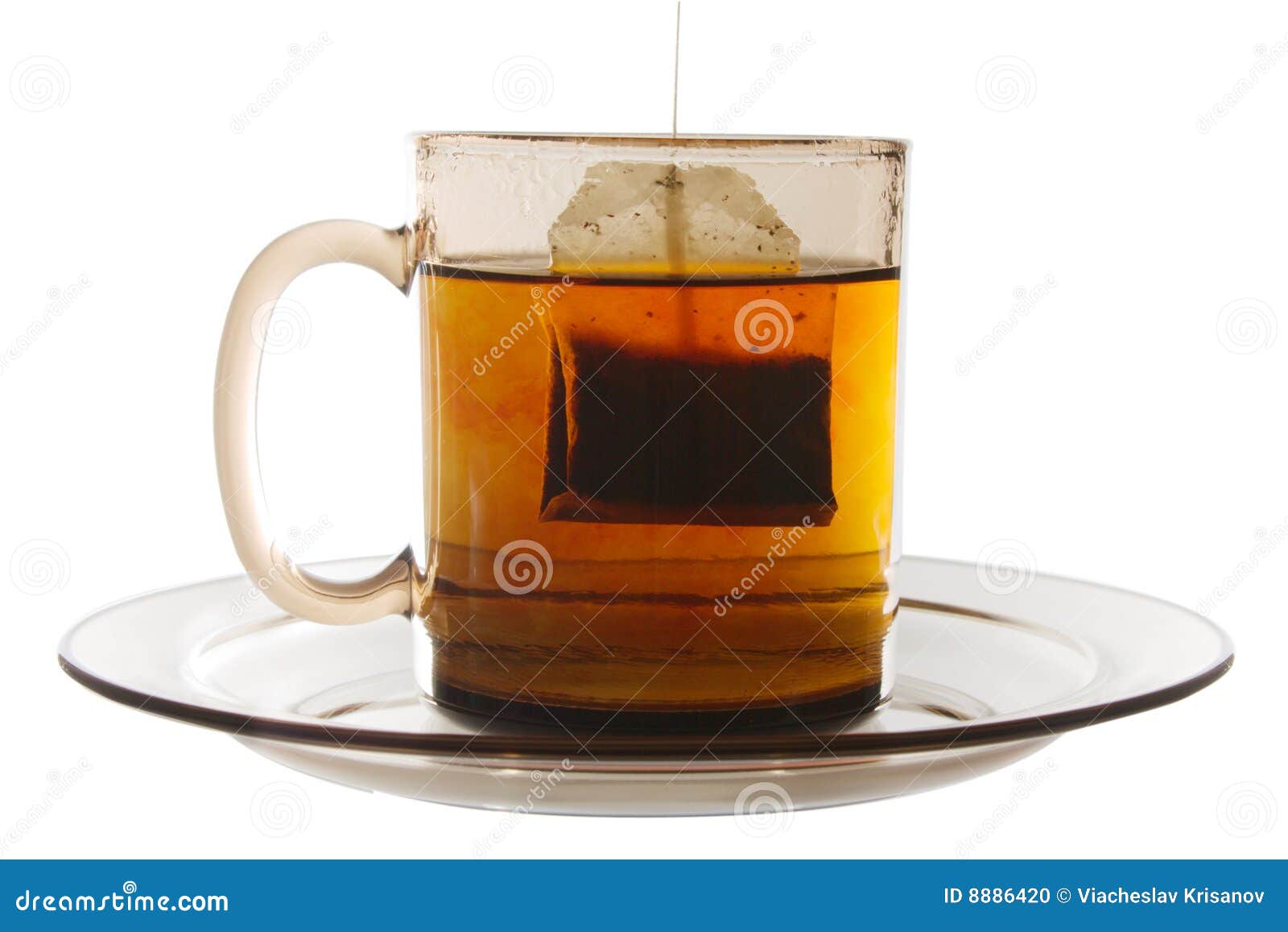 Glas Tee mit Beutel-Ende stockfoto. Bild von nachmittag - 8886420