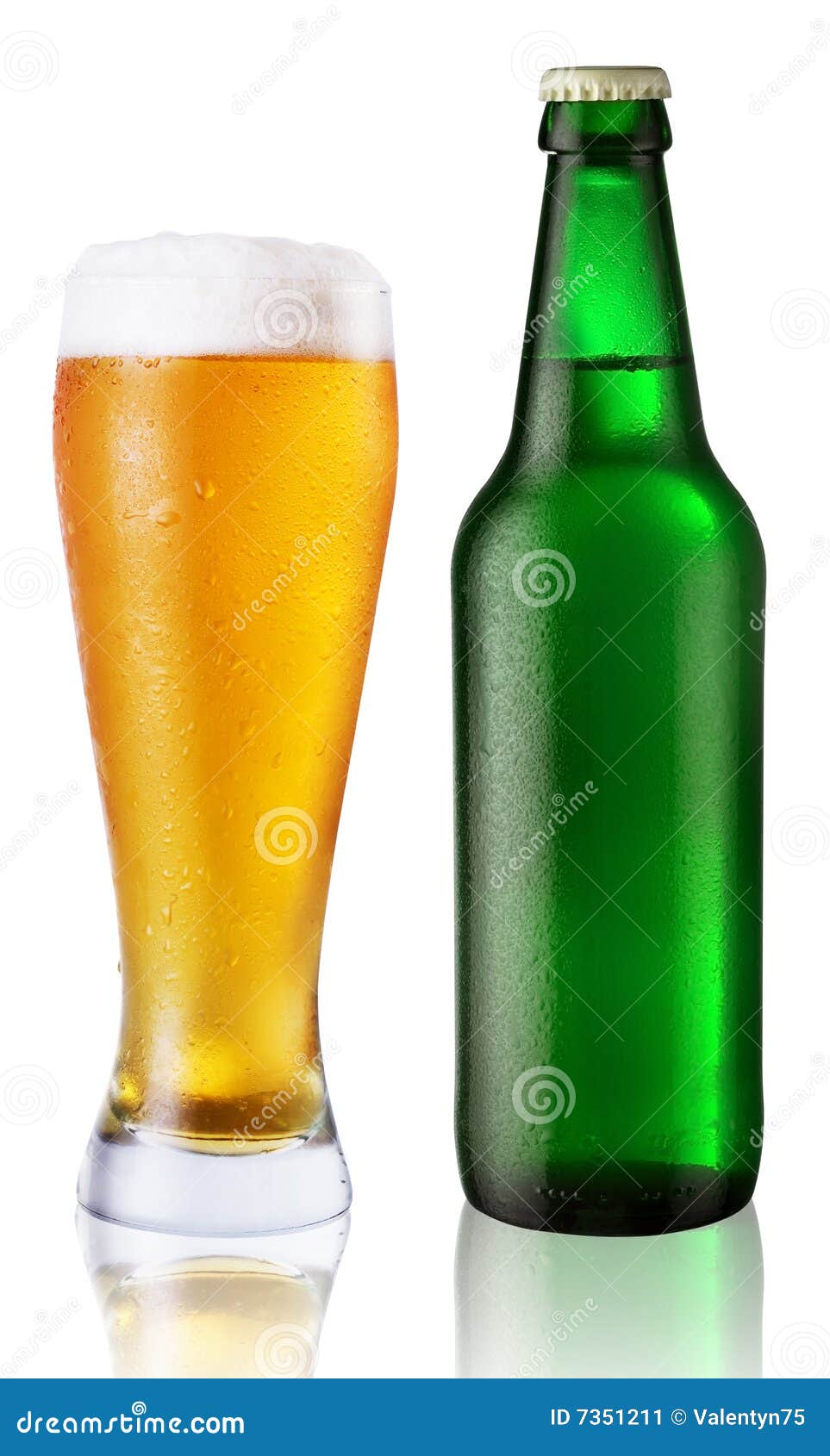 Glas und Flasche Bier stockbild. Bild von flüssigkeit - 7351211