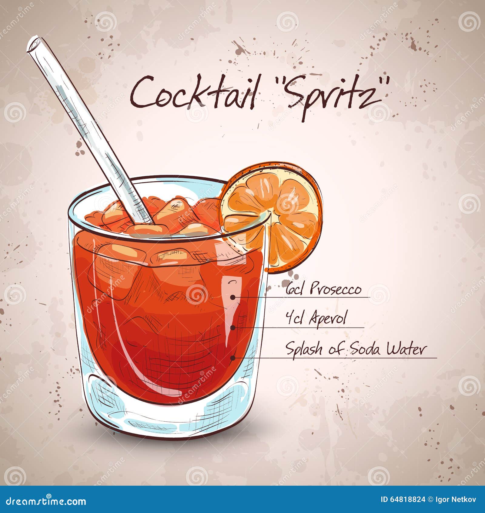 Glas Von Spritz Aperitif Aperol Cocktail Vektor Abbildung ...