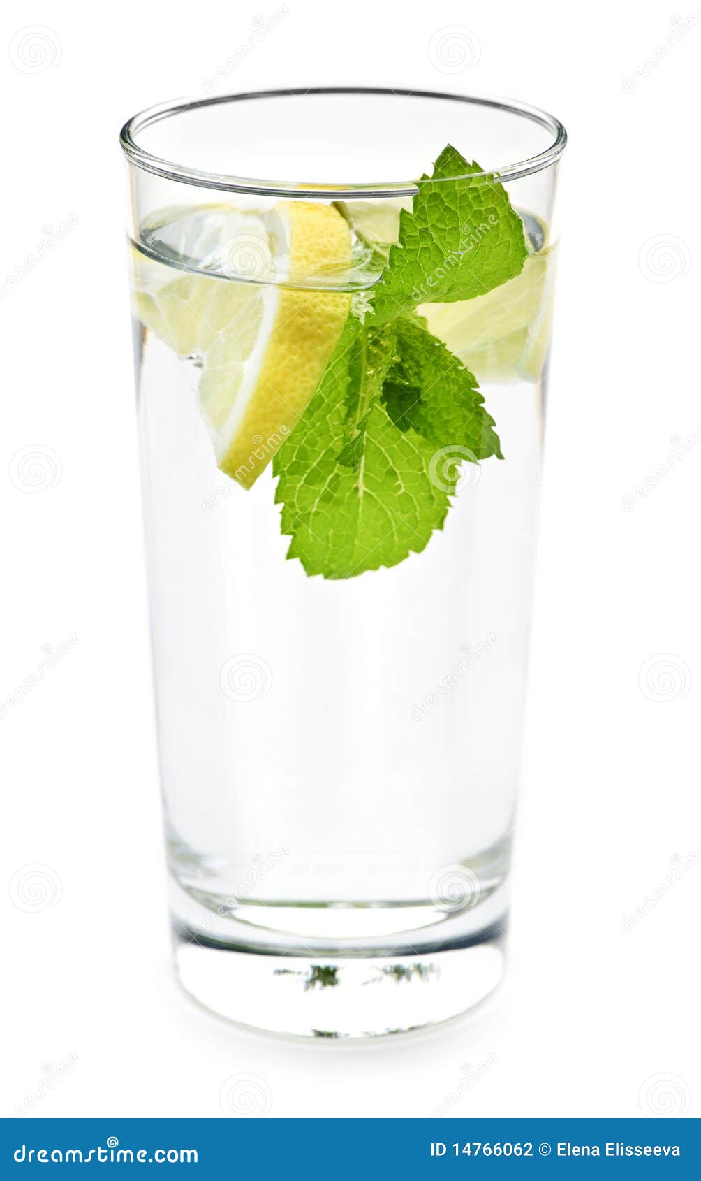 Glas Wasser Mit Zitrone Und Minze Stockfotografie - Bild: 14766062