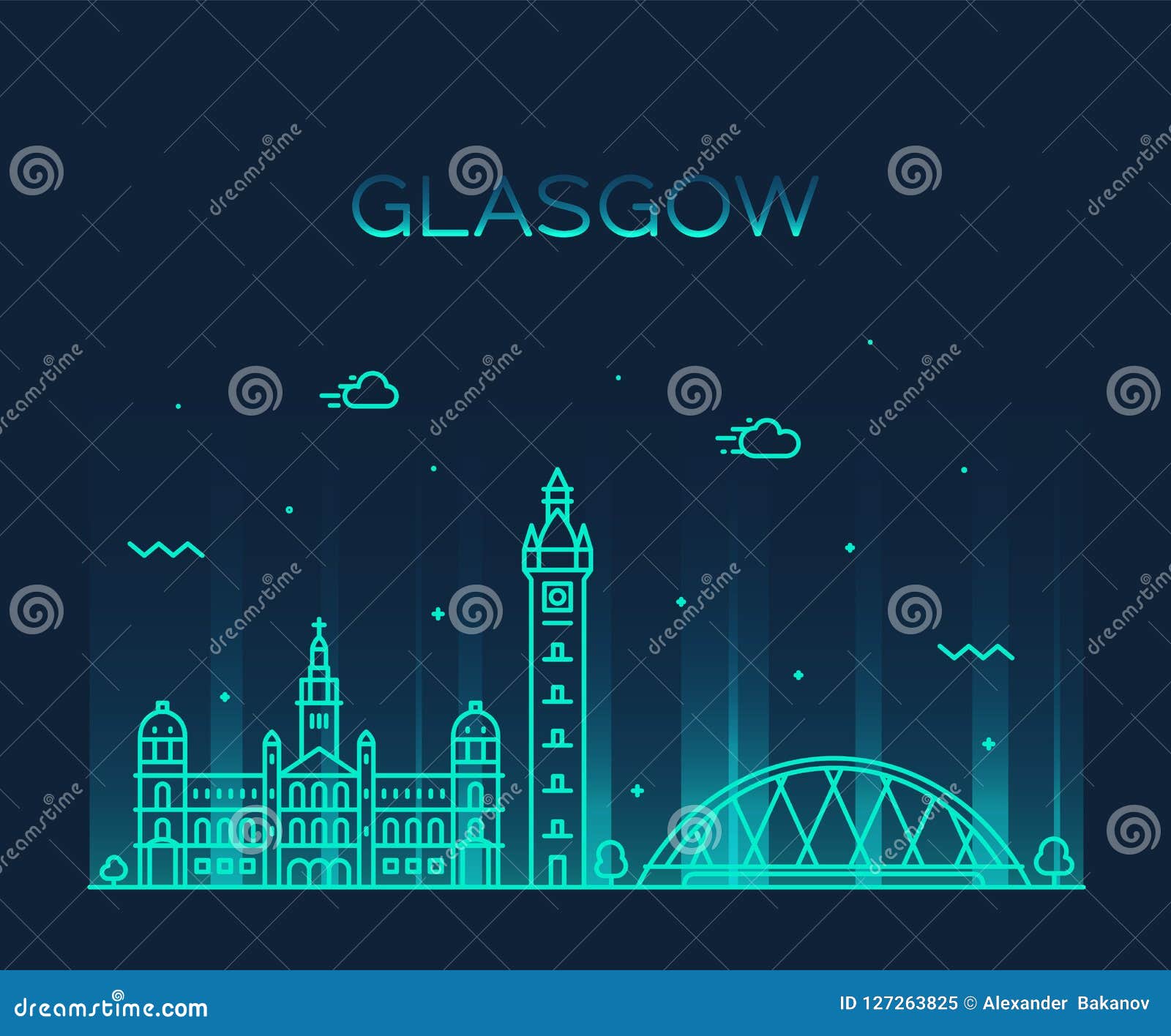 Glasgow Skyline Silhouette. Cartoon Vector | CartoonDealer.com #210472347