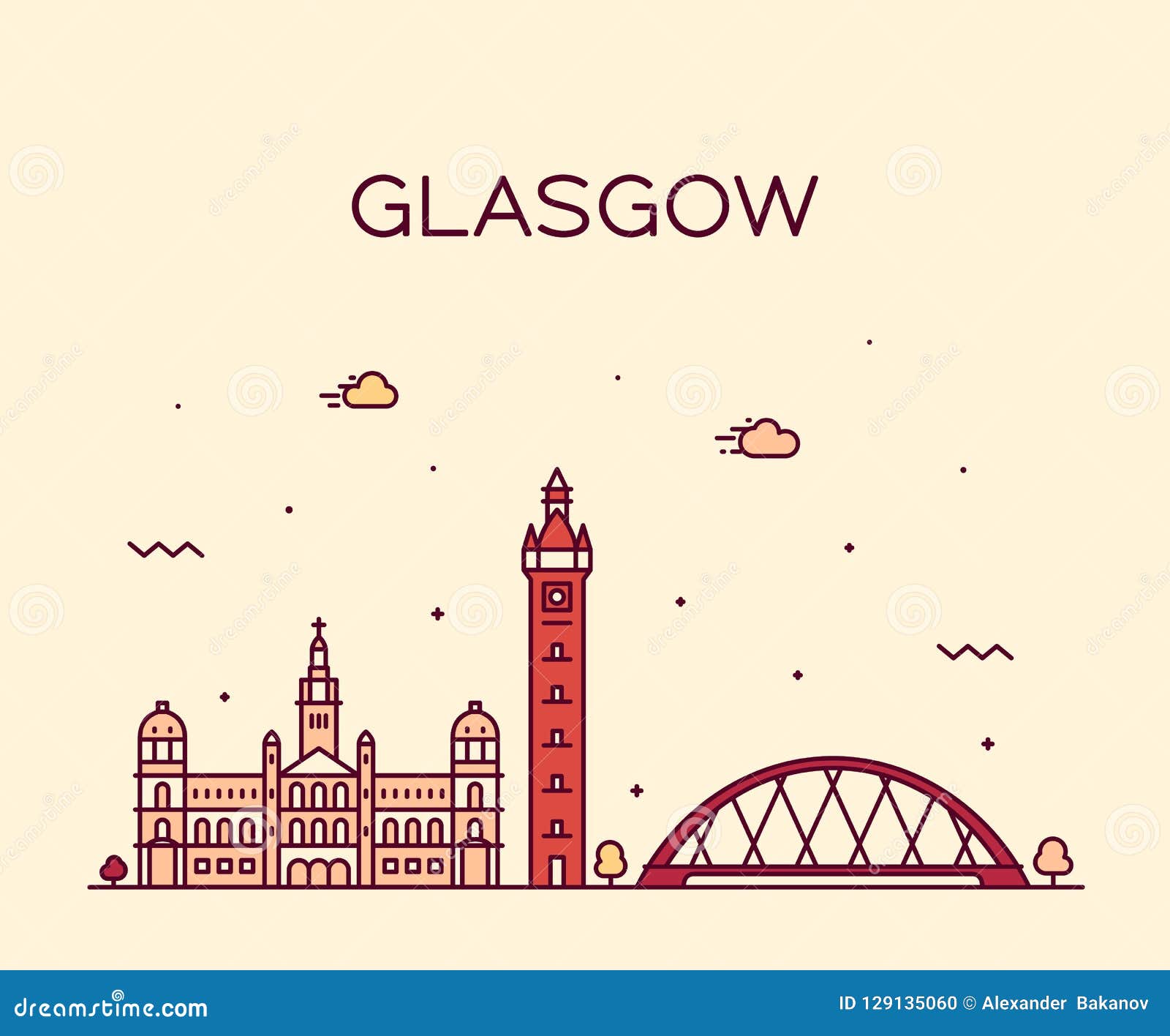 Glasgow Skyline Silhouette. Cartoon Vector | CartoonDealer.com #210472347