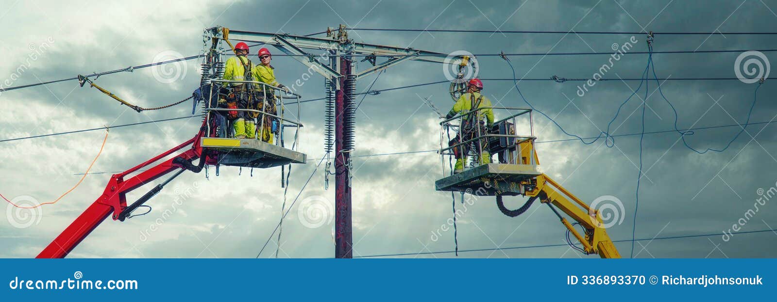 Overhead Electrical Power Lines With Glass Insulator Discs Stock ...