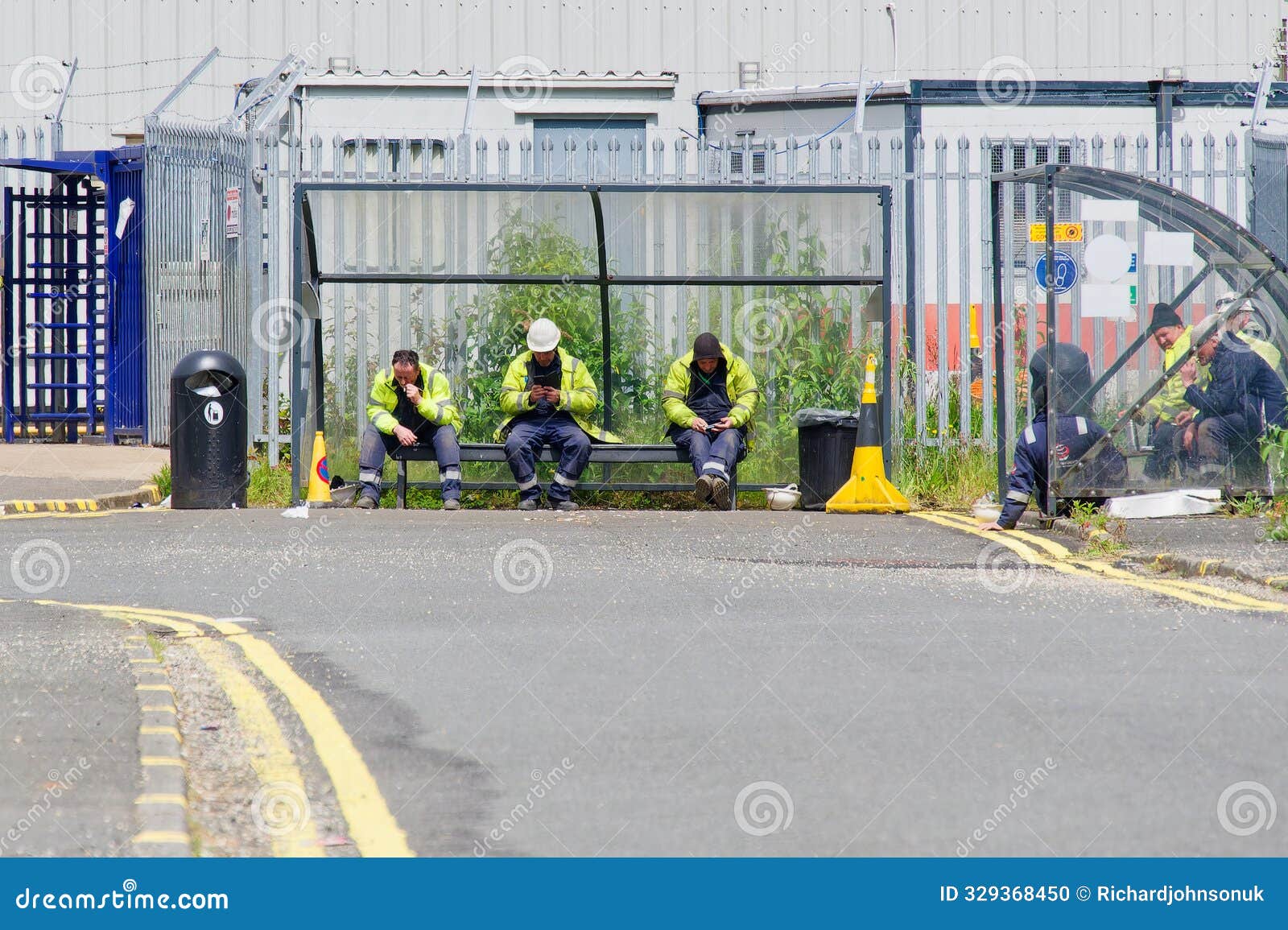 Glasgow, UK, June 15th 2024, Construction Works Sat Using Phones during ...