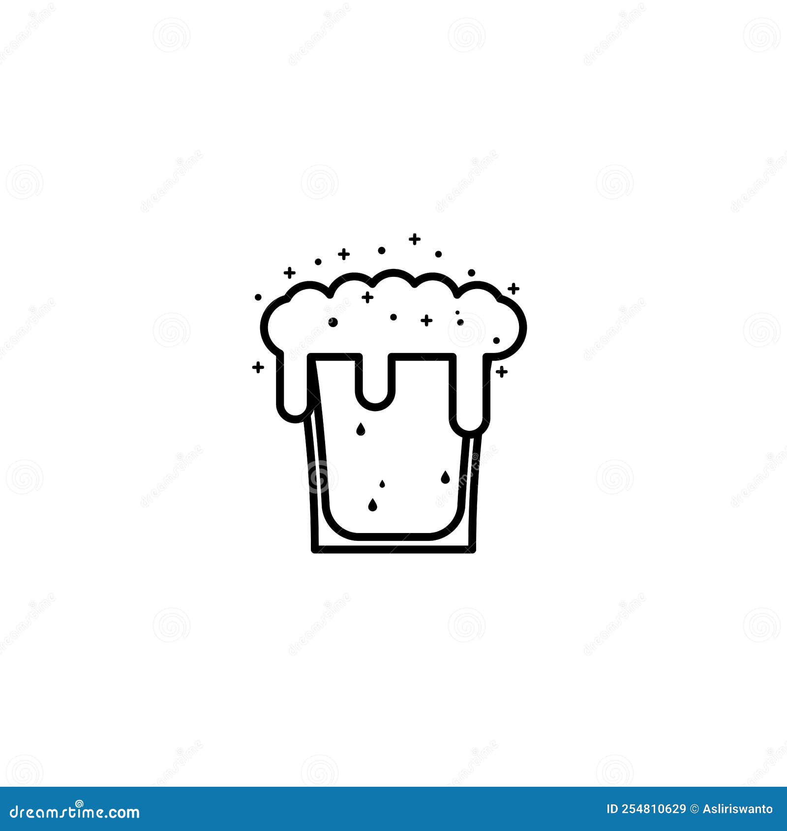Shot Glass Icon with Soda and Foam on White Background. Simple, Line ...