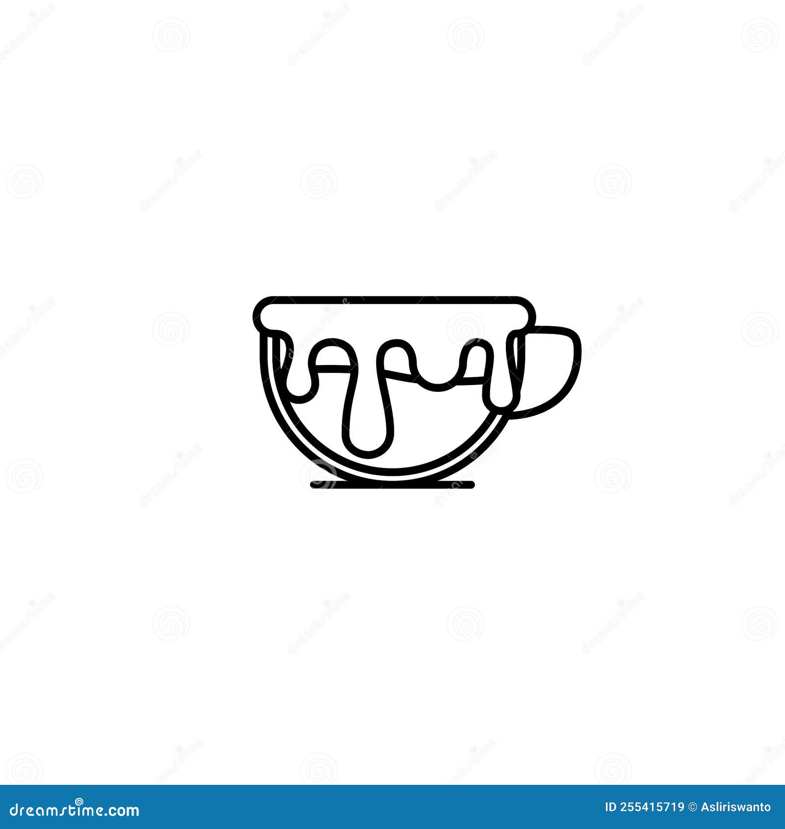 Cup Icon With Overfilled With Water On White Background. Simple, Line ...