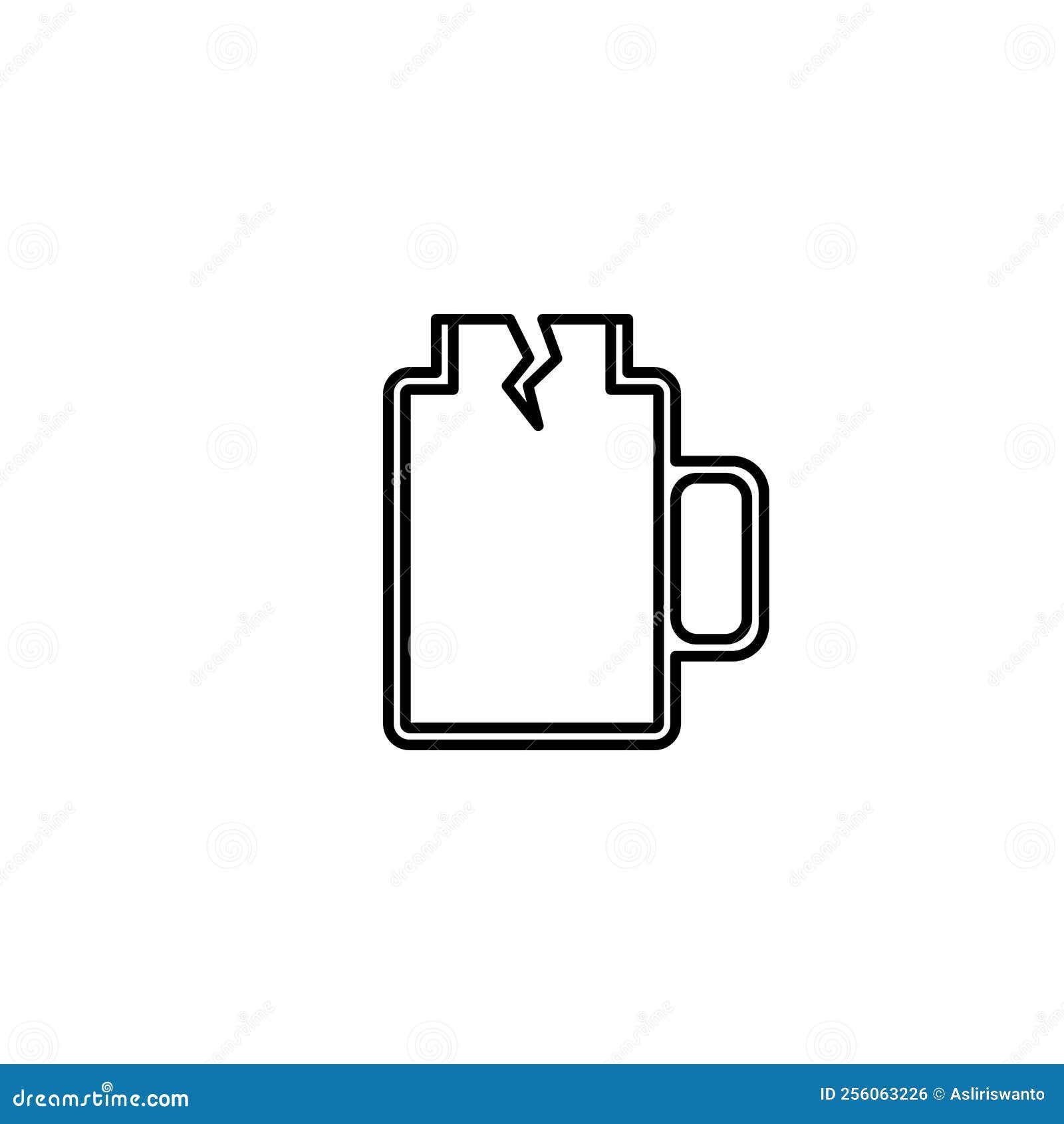 Cracked Mug Glass Jar Icon on White Background. Simple, Line ...