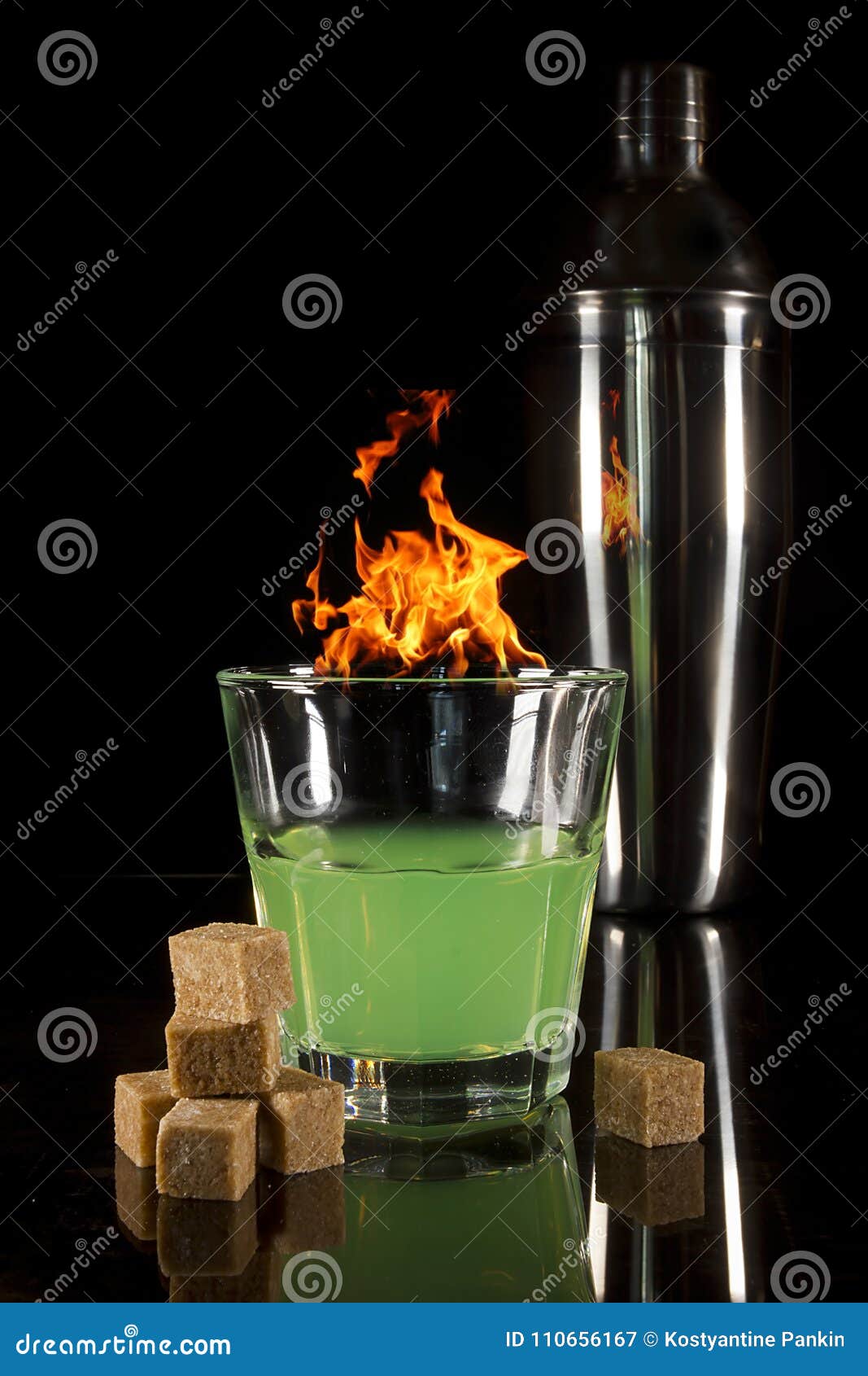 A glass with absinthe stock image. Image of cool, absinth - 110656167