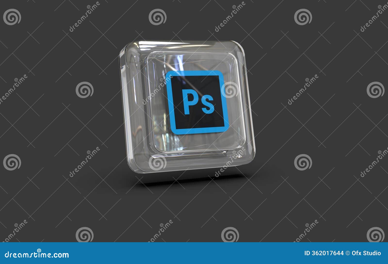 Glass Adobe Photoshop App Button Rendering, Logo in Dark Background ...