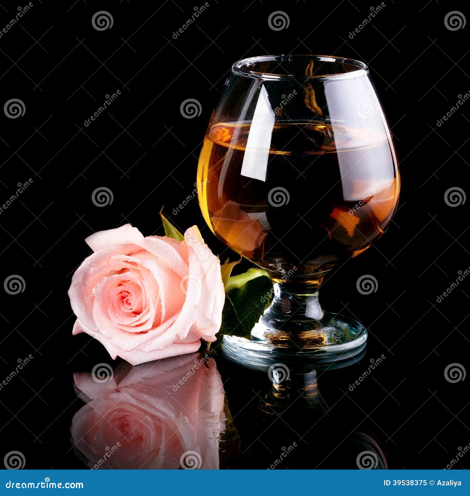 Glass with Alcohol and Rose. Stock Image - Image of elegance, liquid ...