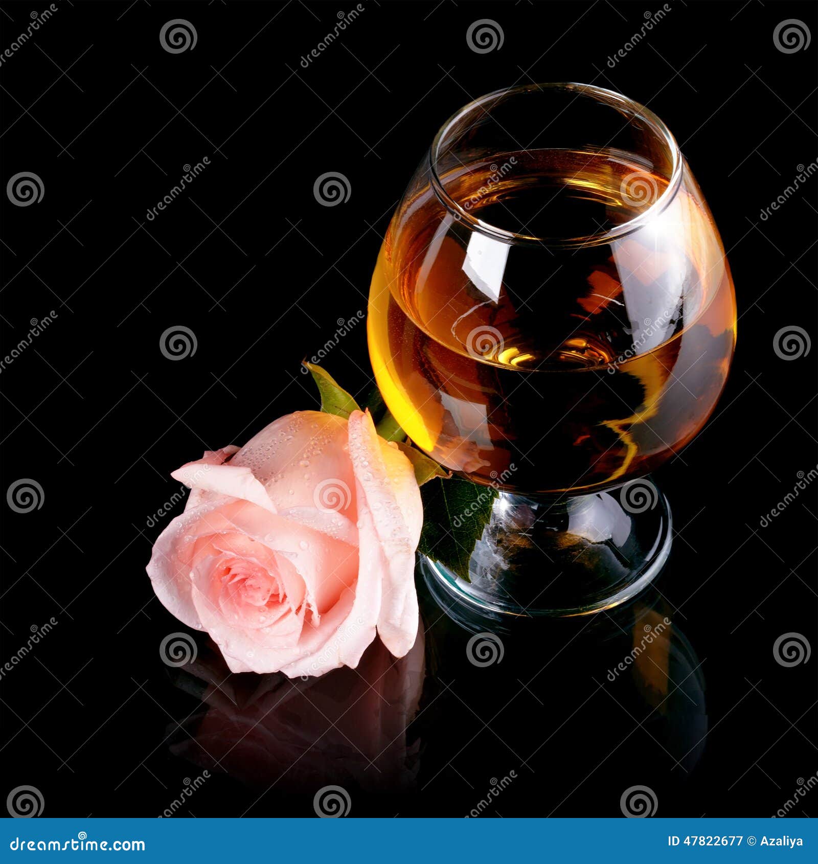 Glass with Alcohol and Rose. Stock Image - Image of fragility, cognac ...