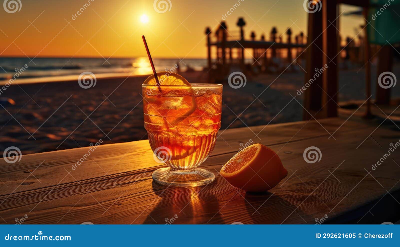 Glass with Alcoholic Cocktail on the Beach Stock Image - Image of beach ...