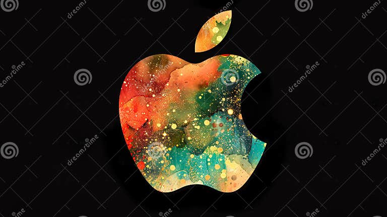 A Glass Apple Logo Sits on a Dark, Reflective Surface. Stock Photo ...