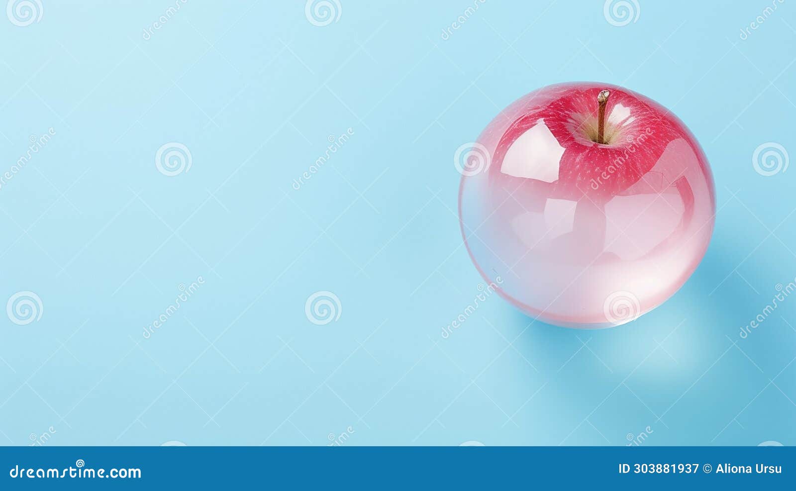 Glass Apple on Plain Background with Copy Space. Minimal Style Stock ...