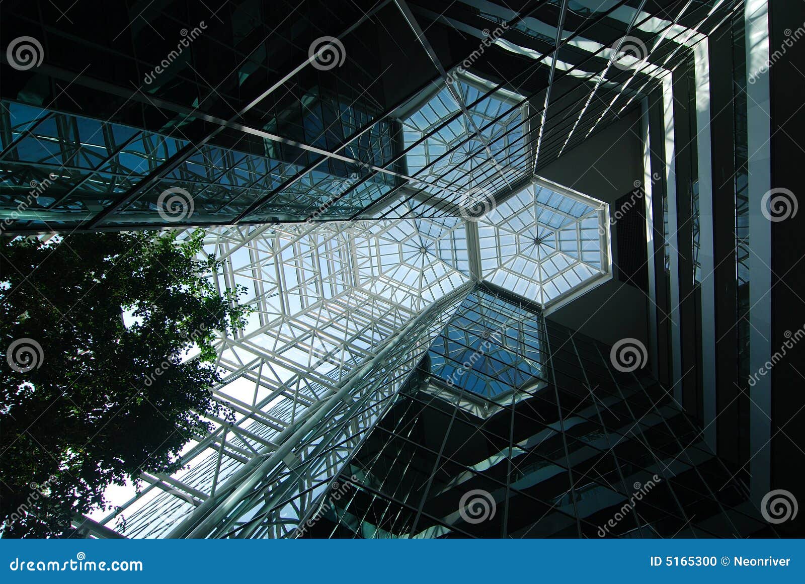 In a Glass Atrium stock photo. Image of steel, foyer, highrise - 5165300
