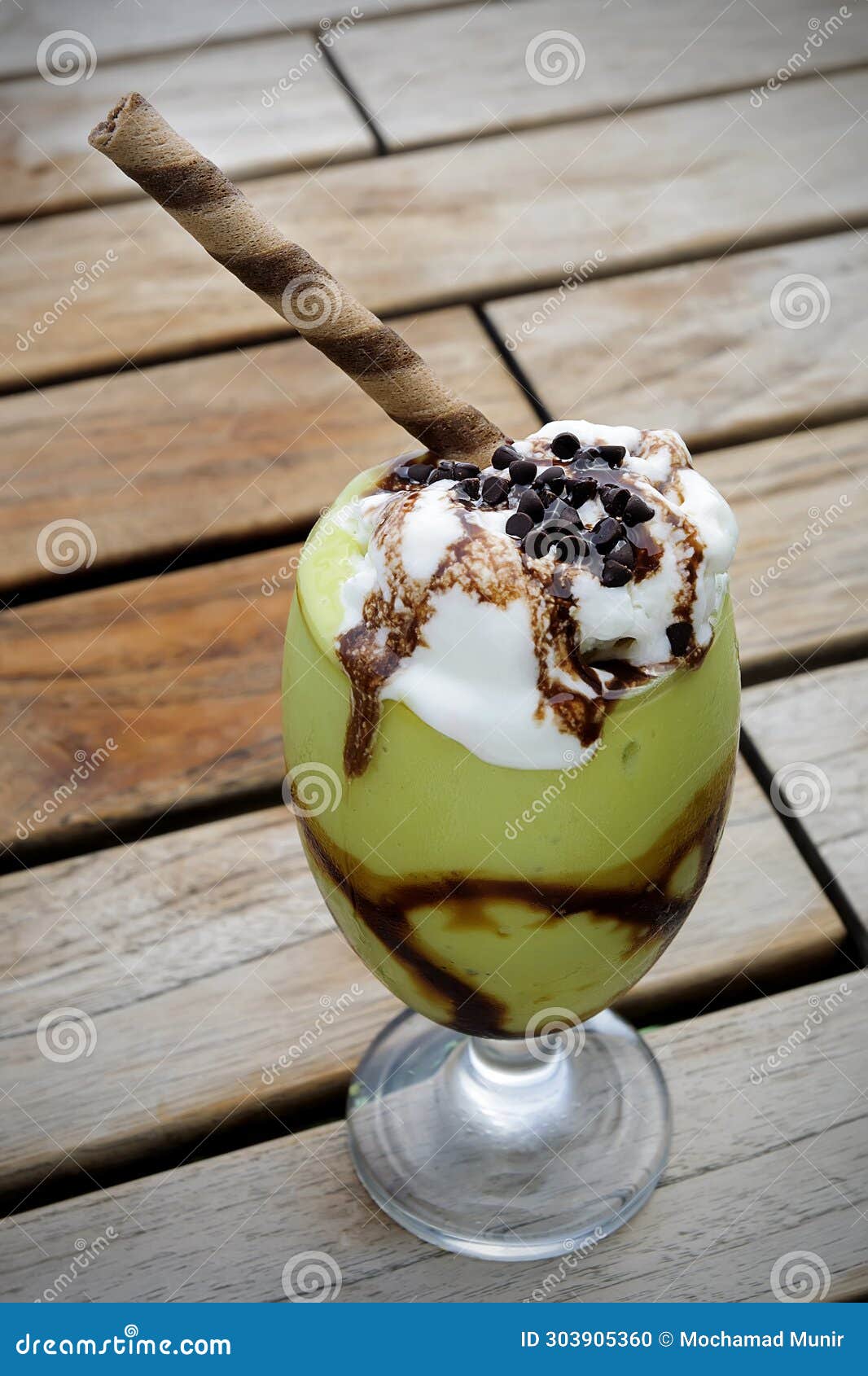 A Glass of Avocado Float on the Table Stock Photo - Image of recipe ...