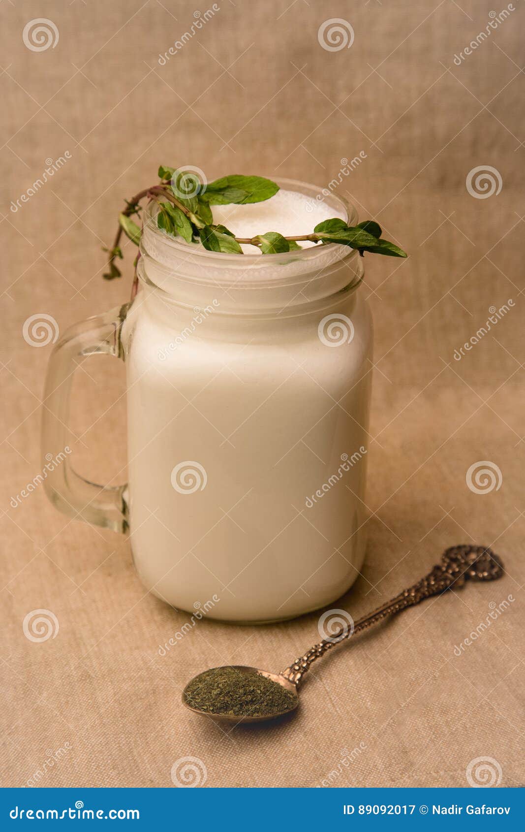A glass of Ayran stock image. Image of fresh, cafeteria - 89092017