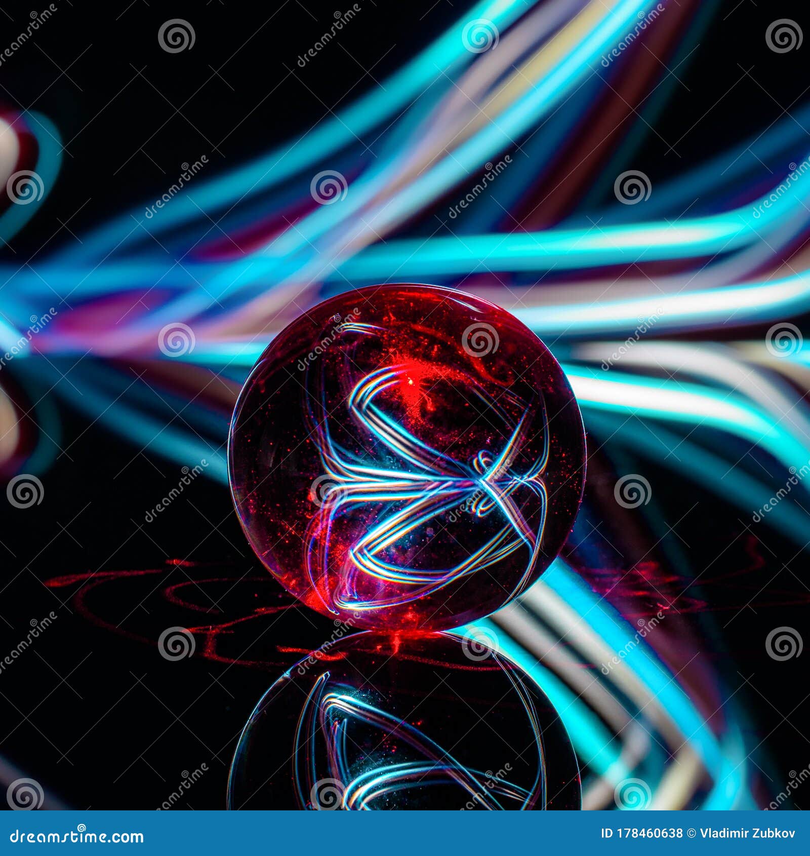 Glass Ball with Colored Light Rays Stock Photo - Image of light, effect ...