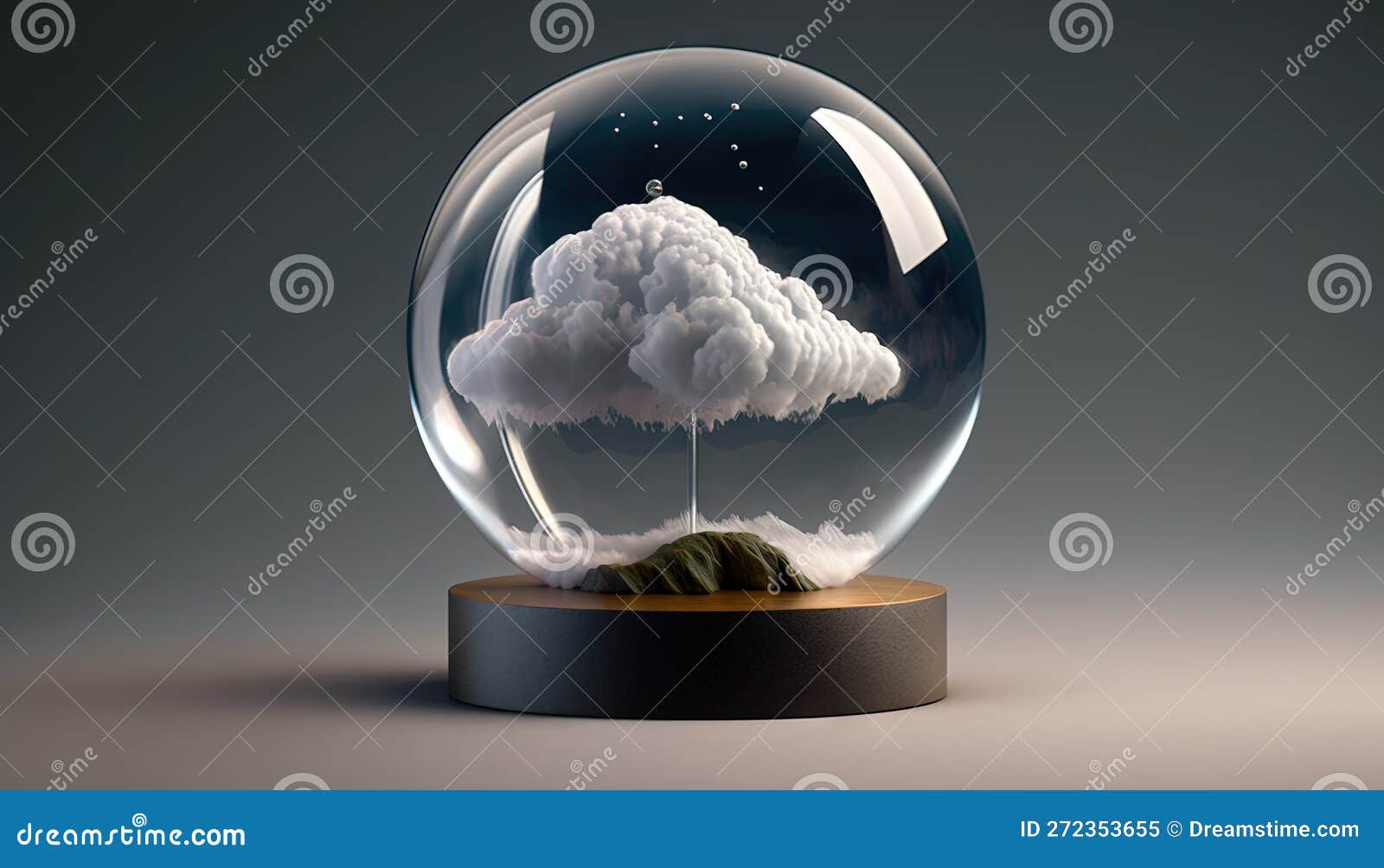 A Glass Ball with a Cloud Inside of it on a Wooden Base Stock Image ...
