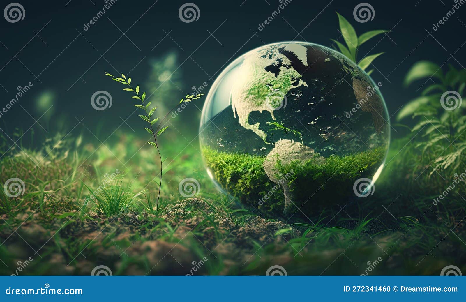 A Glass Ball with a Picture of the Earth in it Stock Illustration ...