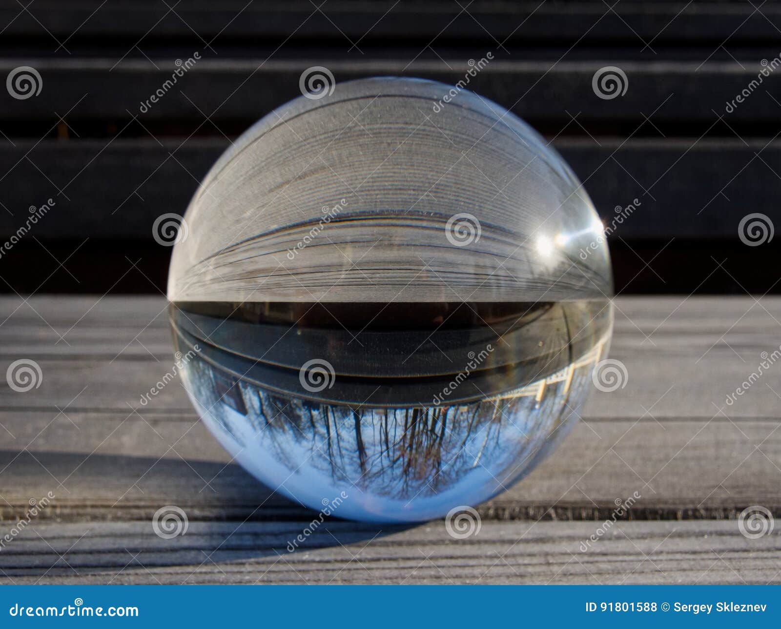 Glass ball refraction stock photo. Image of refraction - 91801588