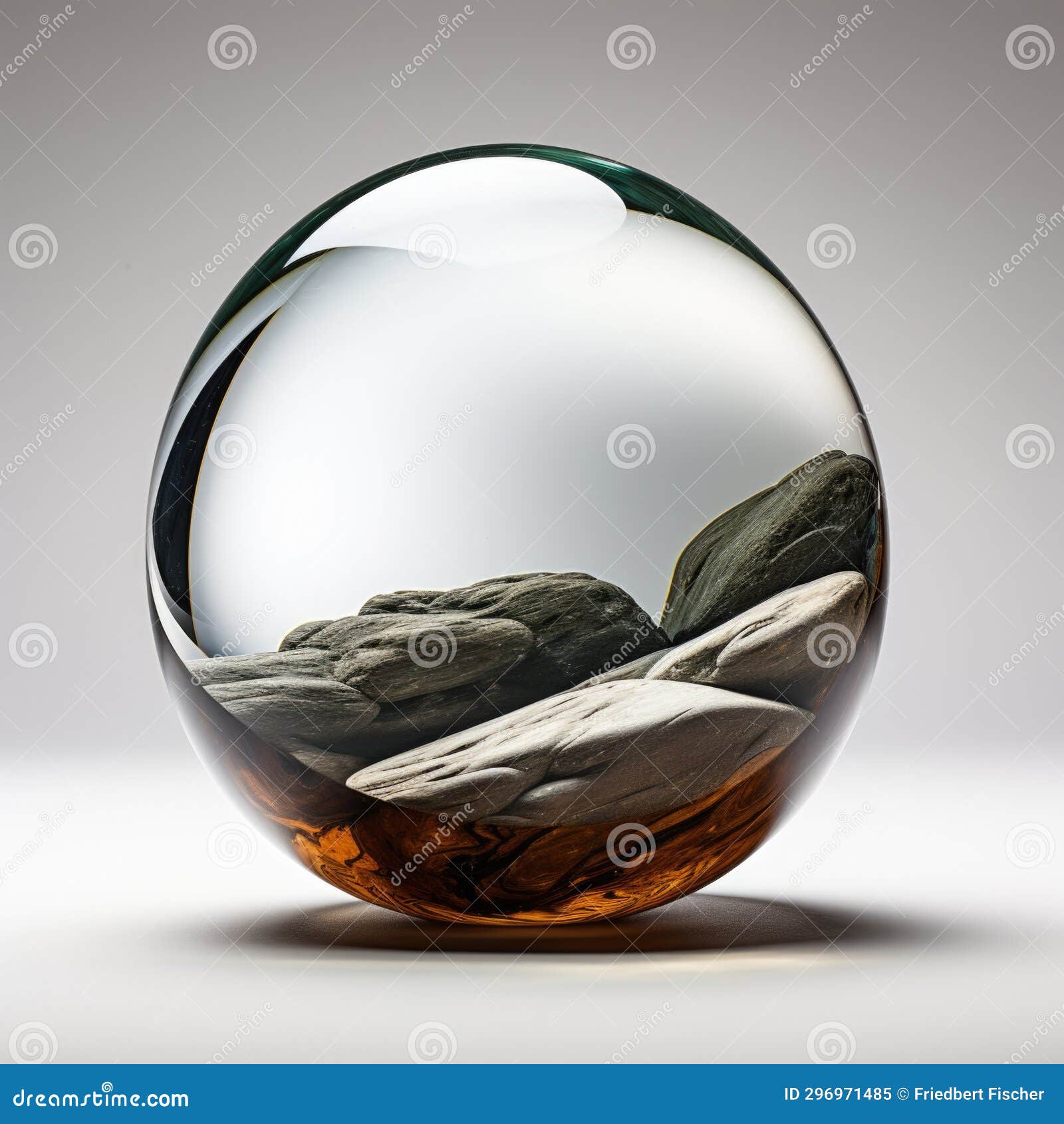 A Glass Ball with Rocks in it on a Table Stock Illustration ...