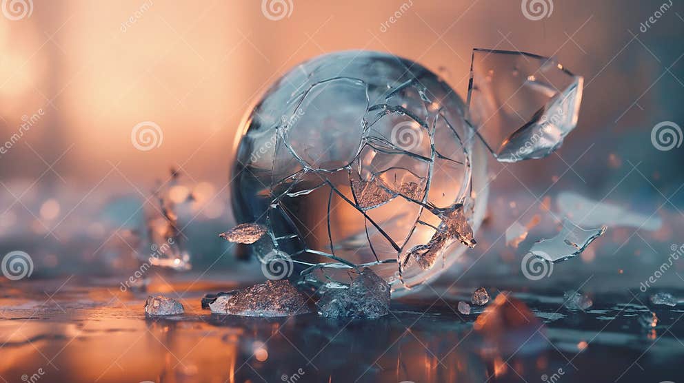 Exploding Glass Sphere Against Warm Backdrop. Generative AI Stock ...