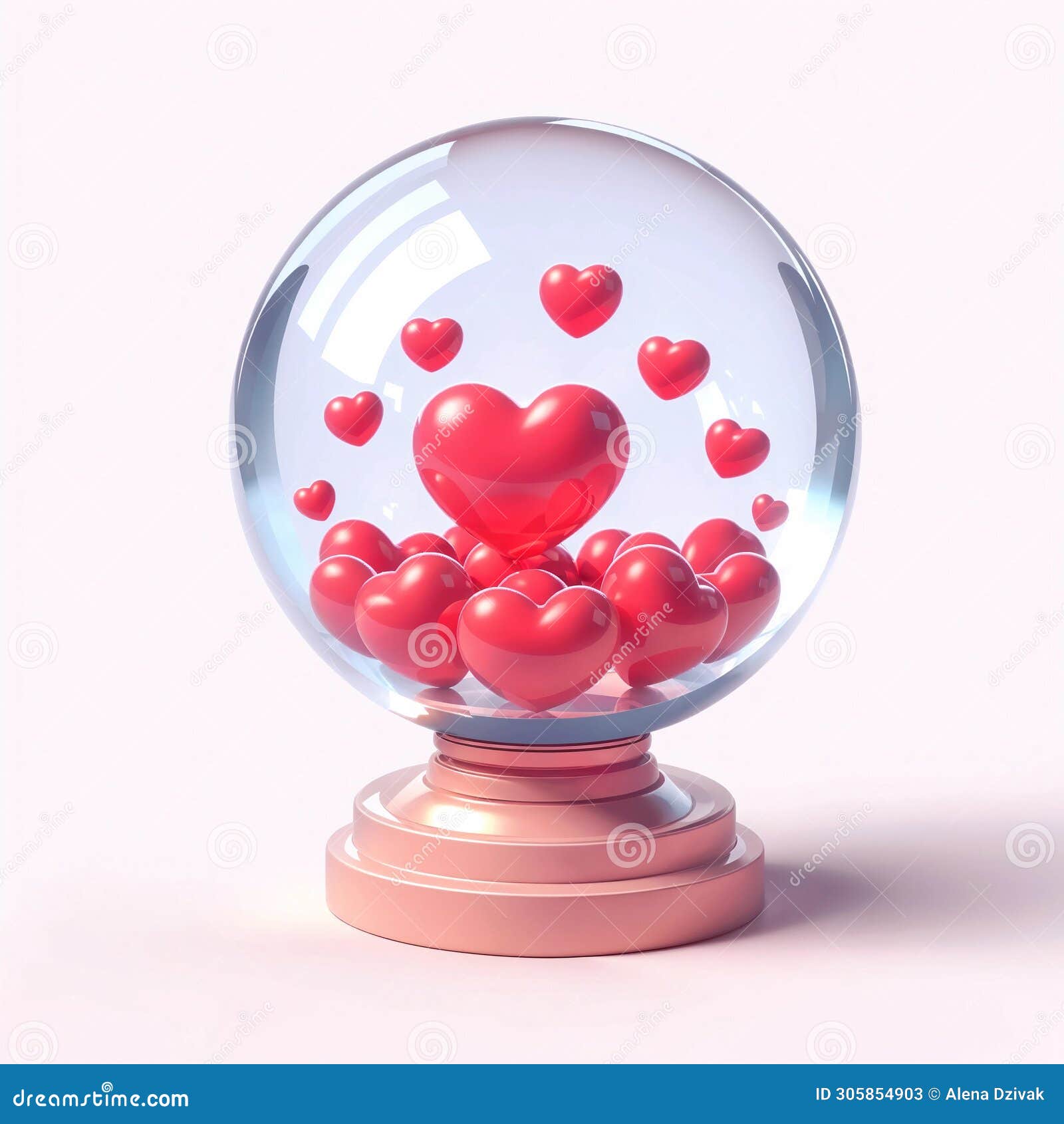 Glass Ball with Small Pink Hearts Inside. Generative AI. Stock ...