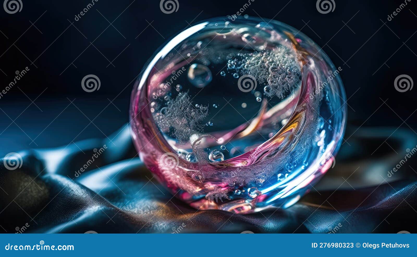 A Glass Ball with Water Inside of it on a Cloth Stock Illustration ...