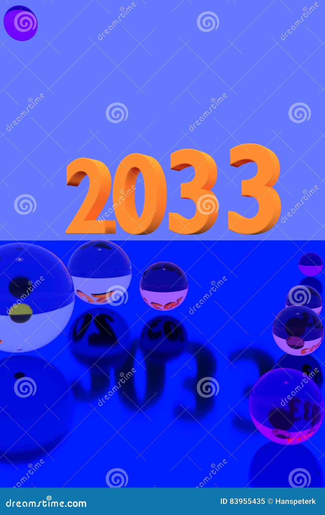 Glass Balls on Reflective Surface and the Year 2033 Stock Illustration ...