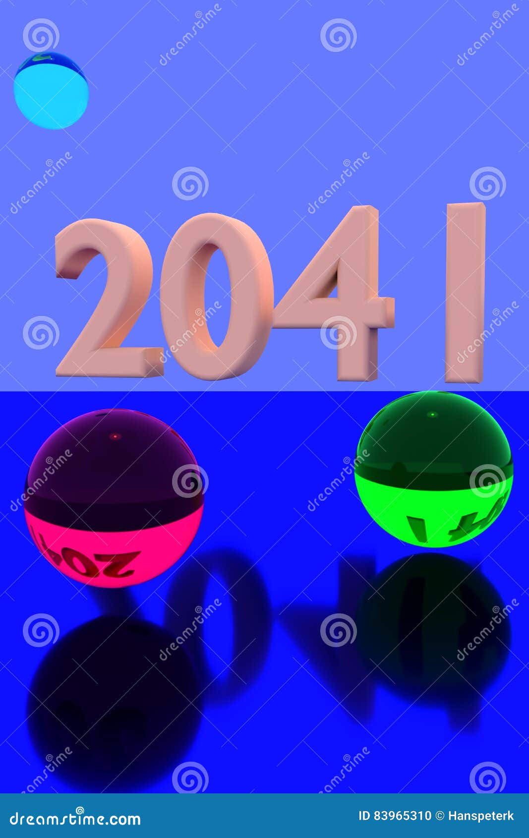 Glass Balls on Reflective Surface and the Year 2041 Stock Illustration ...