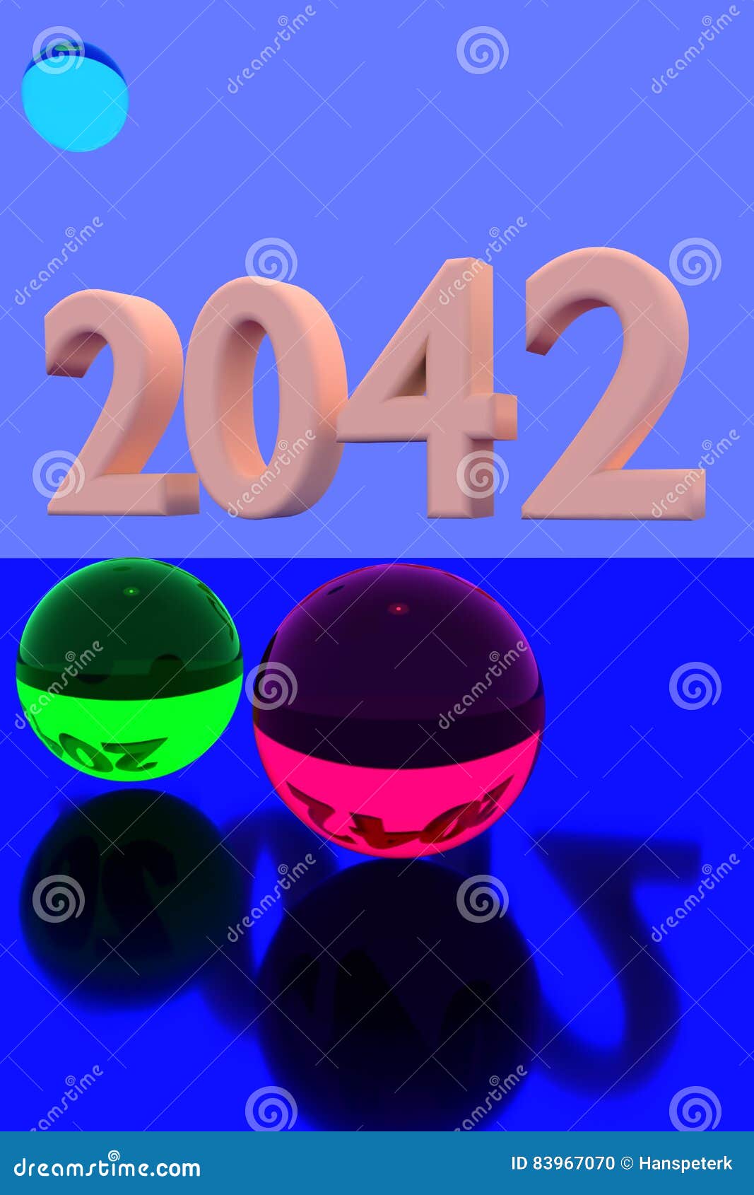 Glass Balls on Reflective Surface and the Year 2042 Stock Illustration ...