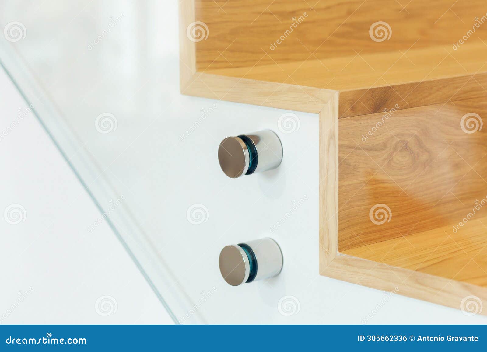 Glass Balustrade Mounting Support Pins for Staircase Stock Photo ...