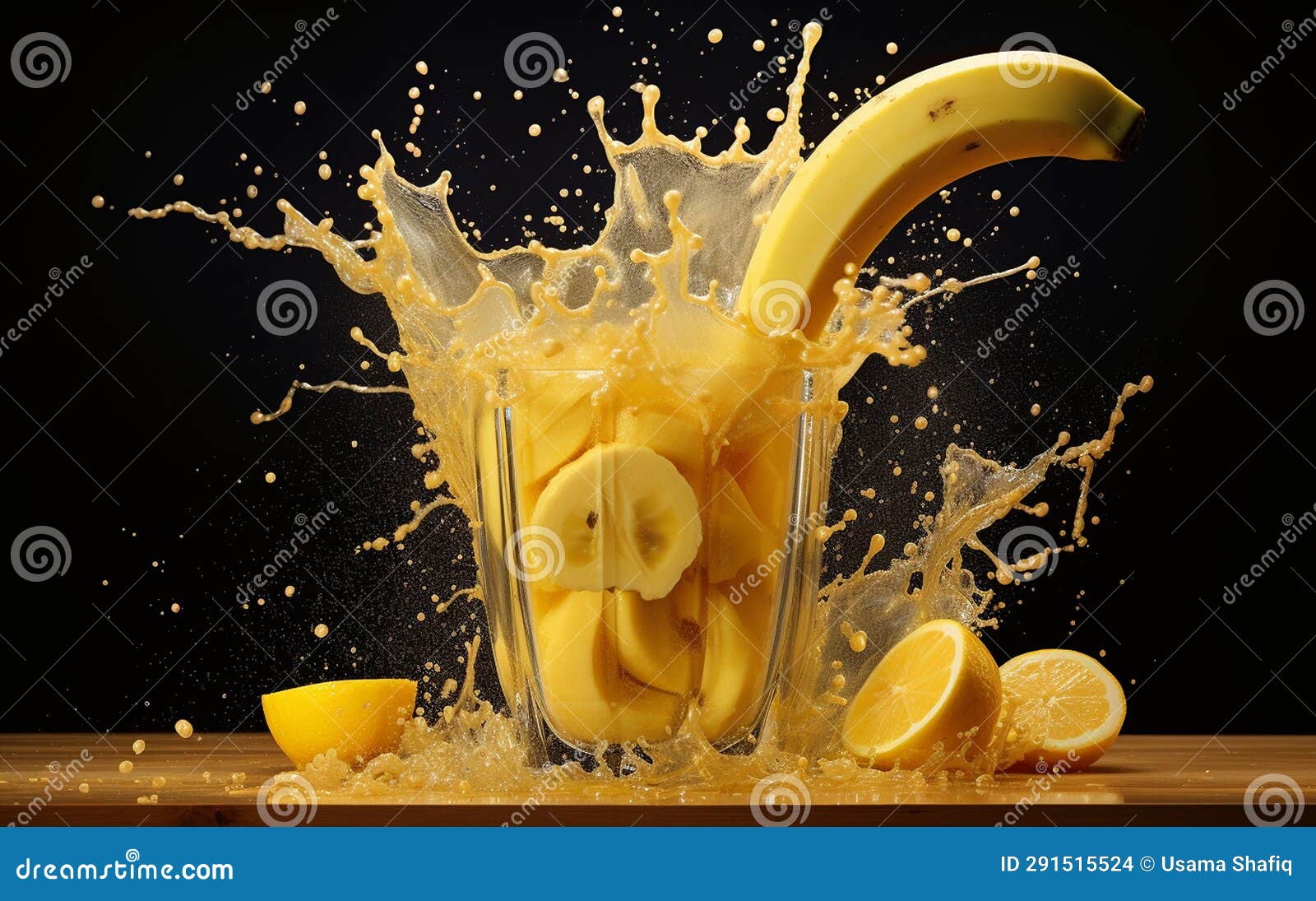 Glass of Banana Juice Falling and Spilling on the Ground. Generative AI ...