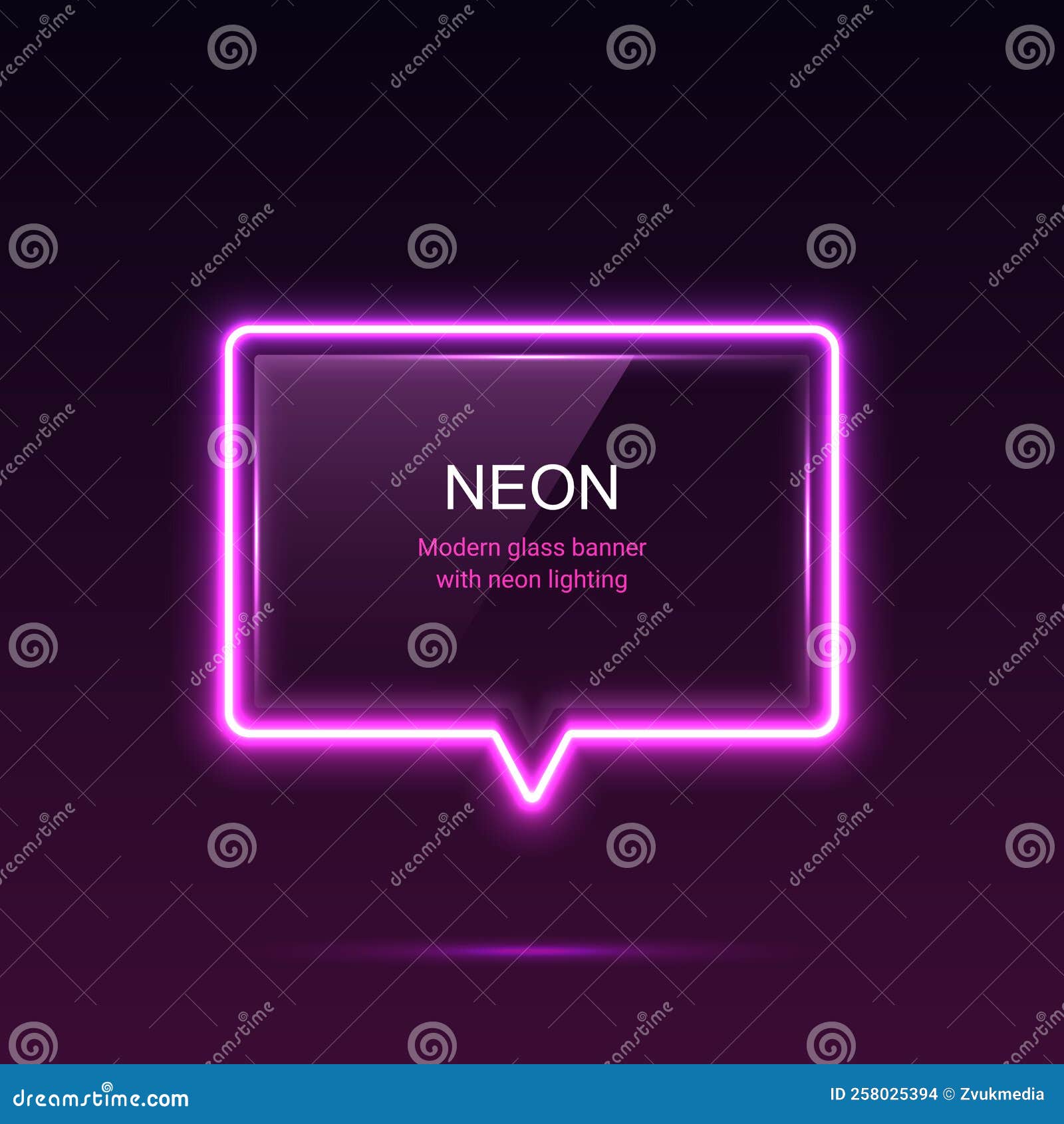 Glass Banner with Neon Lights. Vector Illustration Stock Vector ...