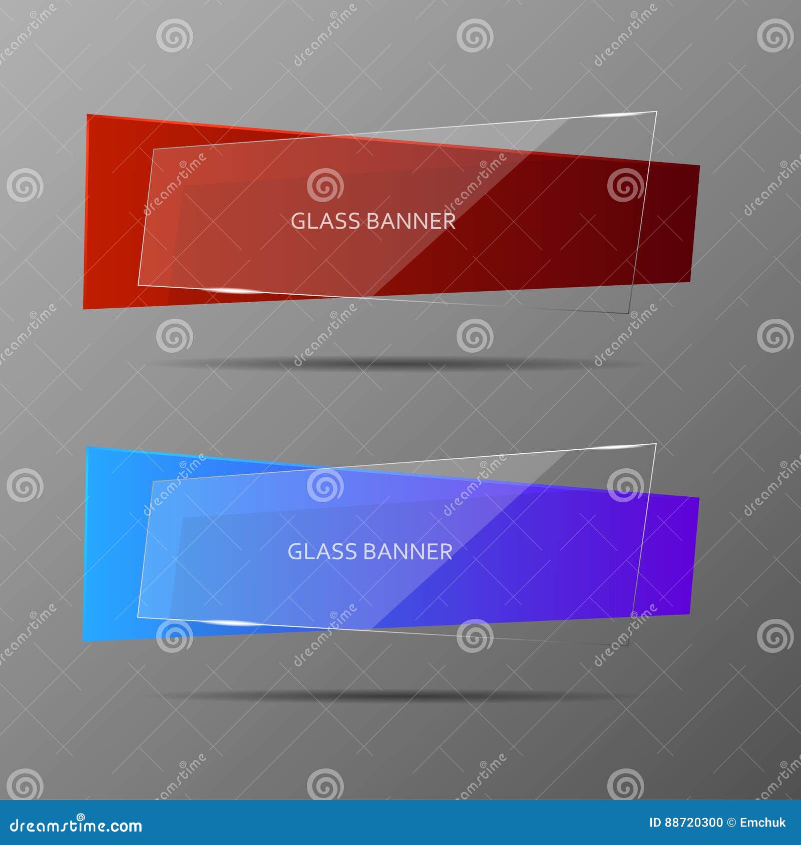 Glass Banners with Abstract Shape and Glossy Effect Stock Vector ...