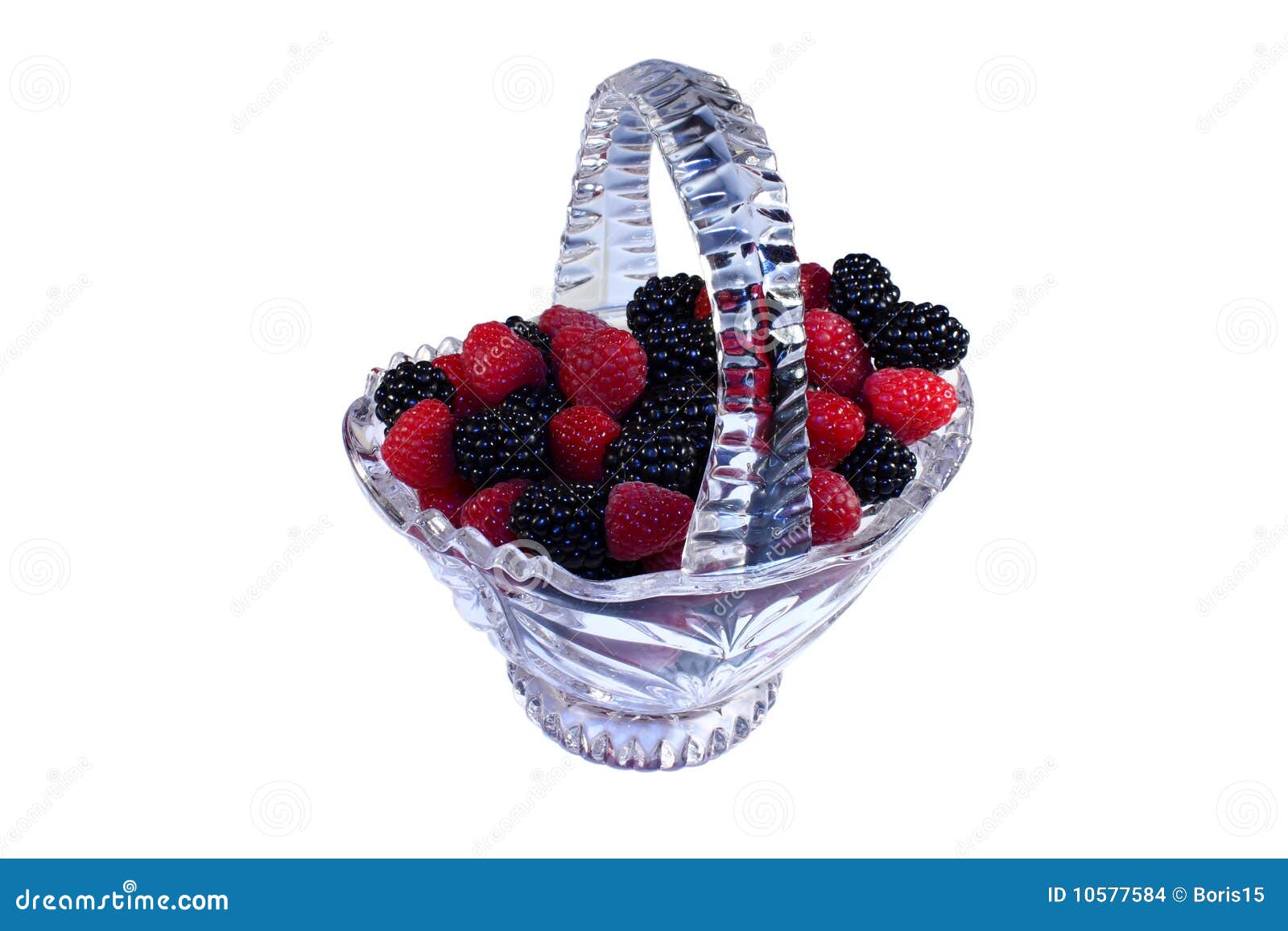 Glass Basket Full of Raspberries and Blackberries Stock Photo - Image ...