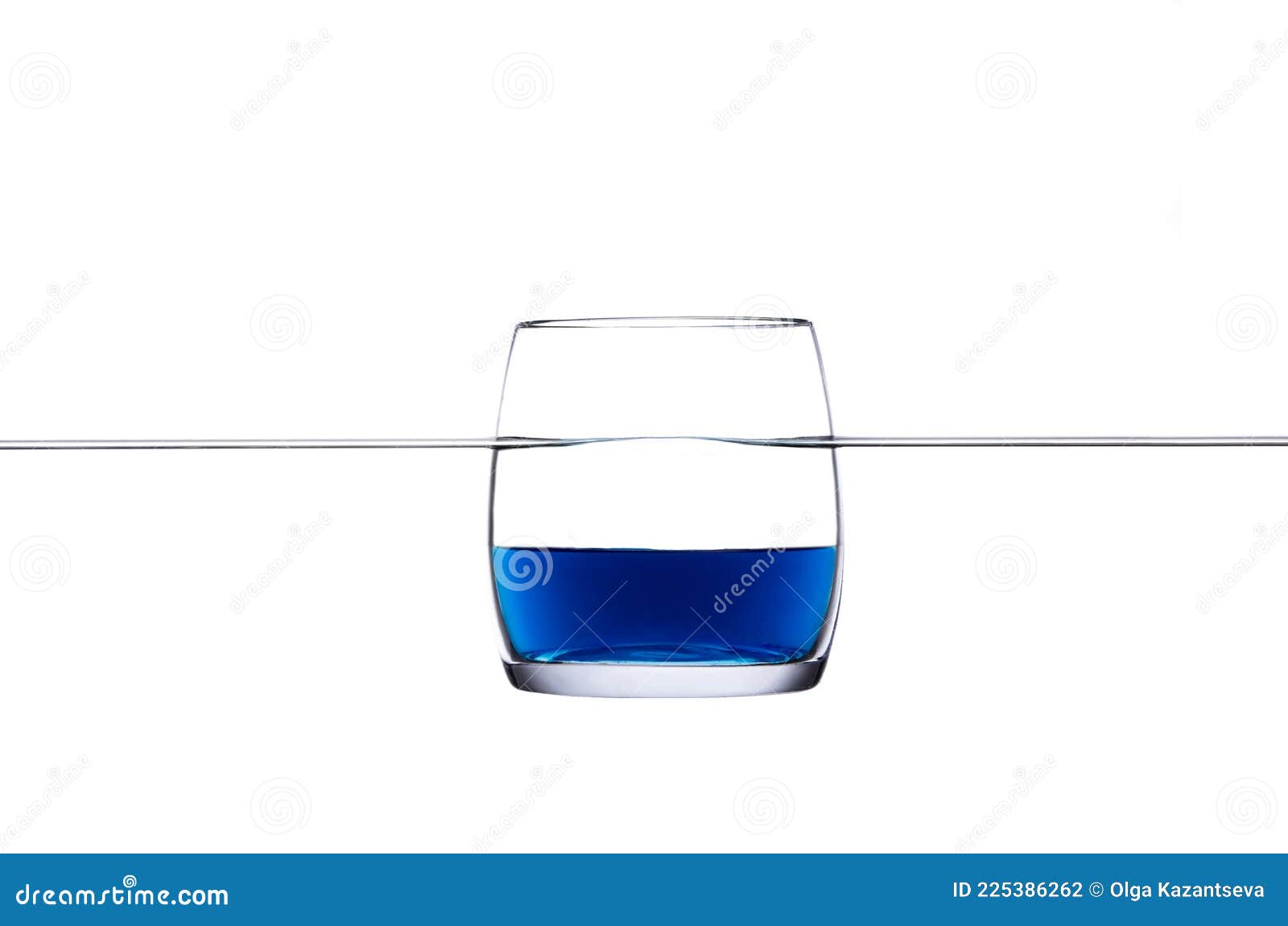 Glass Beaker with Blue Liquid Water Surface. Stock Photo - Image of ...