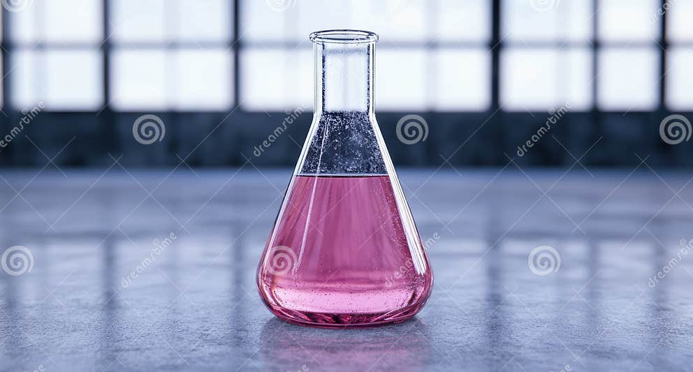 Glass Beaker with Pink Liquid Stock Illustration - Illustration of ...