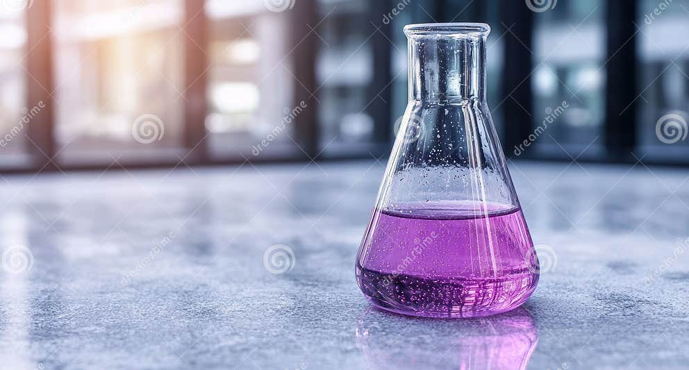 Glass Beaker with Purple Liquid Stock Illustration - Illustration of ...
