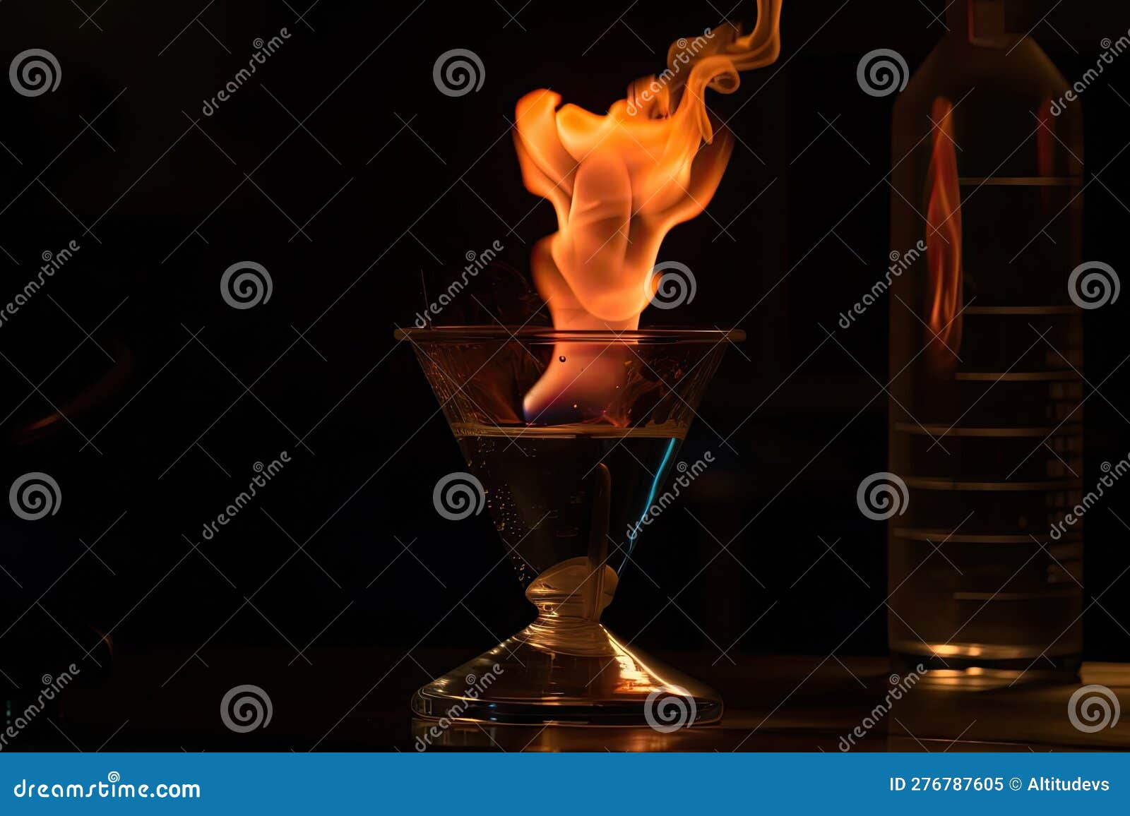 Glass Beaker Rising from the Flames of a Bunsen Burner Stock ...