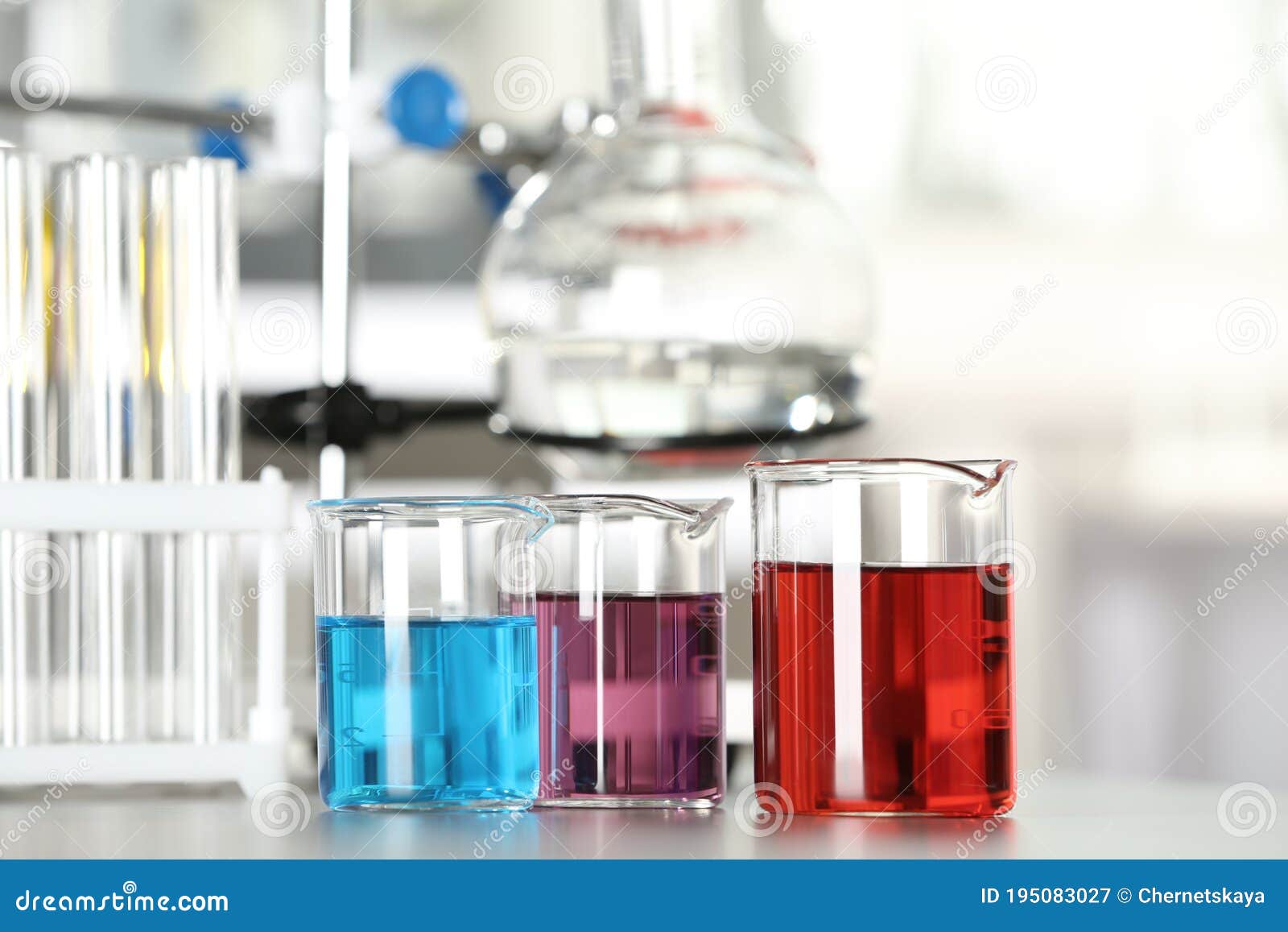 Glass Beakers with Liquid Samples. Laboratory Analysis Stock Image ...