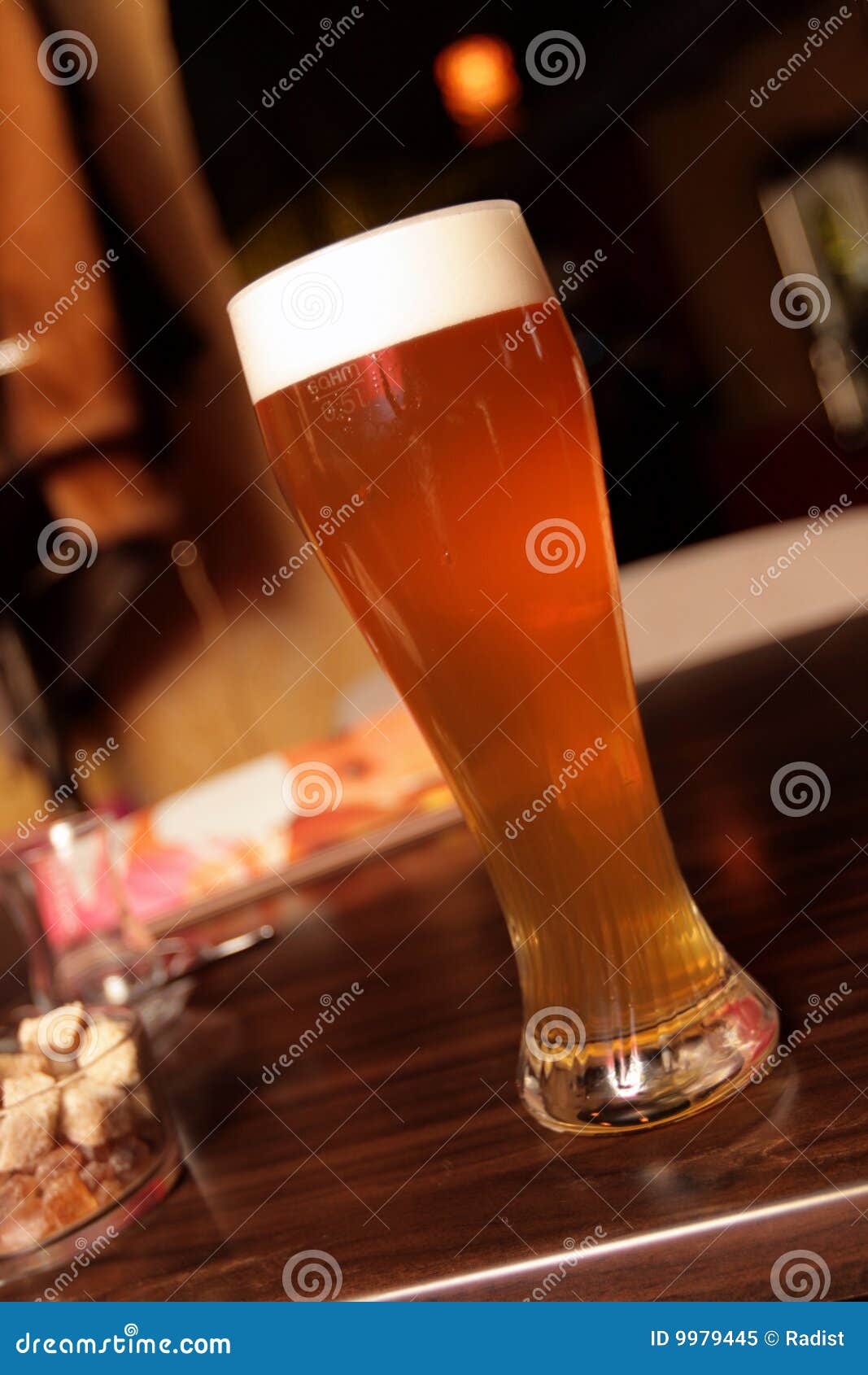 Glass of beer in bar stock image. Image of drop, chrome - 9979445