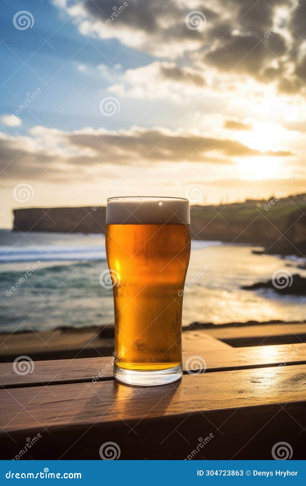 Glass of Beer on the Beach at Sunset. Australia Beer Concept Stock ...