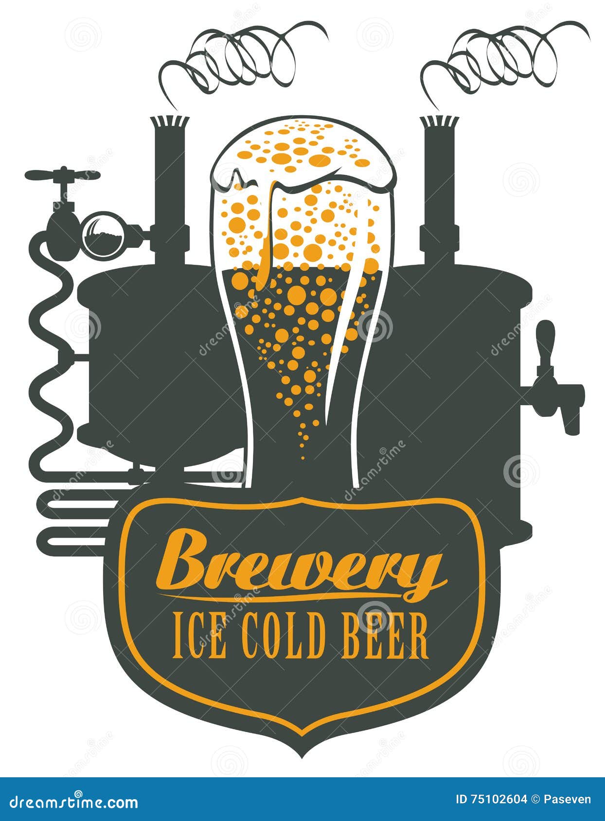 Glass of Beer and Brewing Machine Stock Vector - Illustration of ...