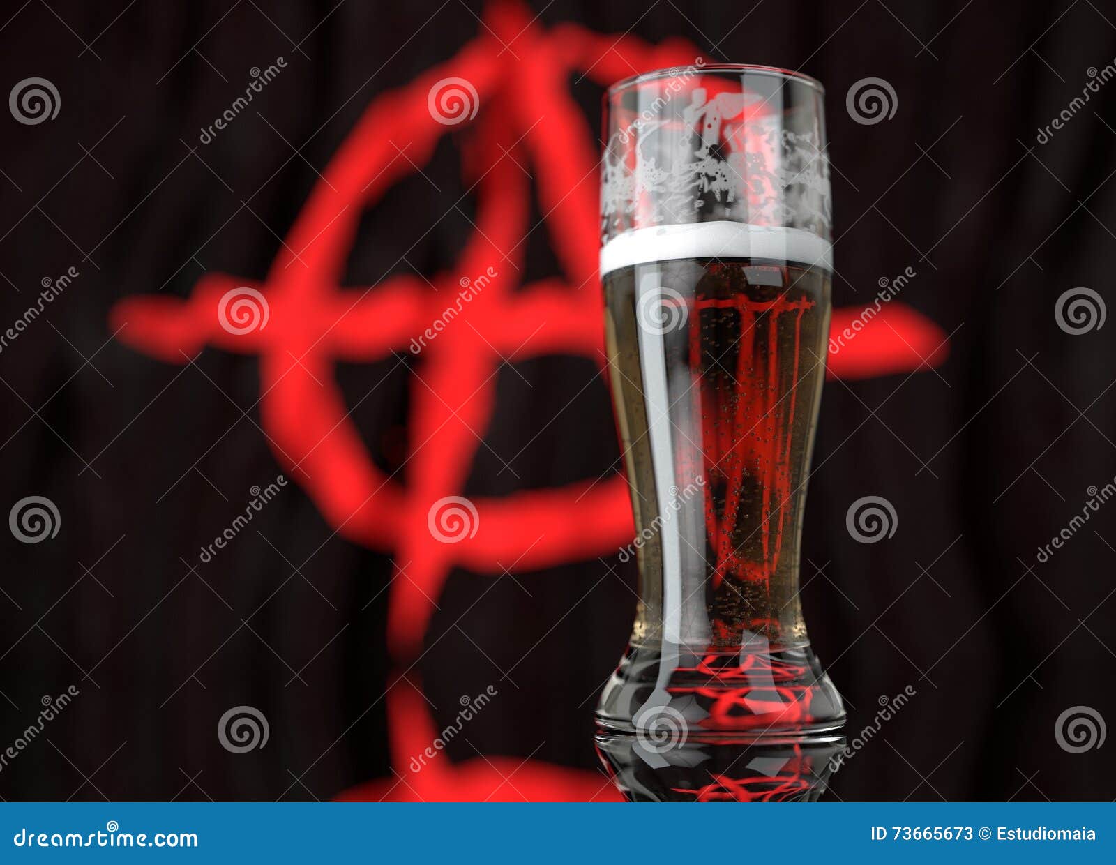 A Glass of Beer in Front a Anarchist Flag. 3D Illustration Rendering ...